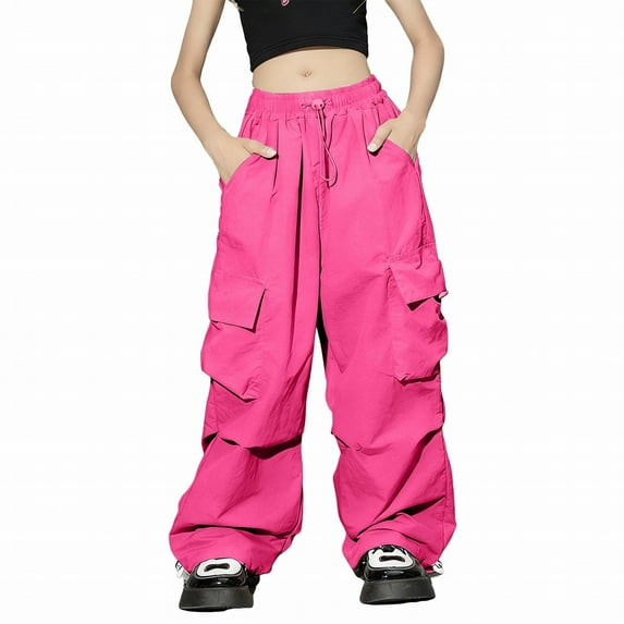 KAUOD Wide Leg Cargo Pants for Girls Baggy Elastic Waist Trendy ...