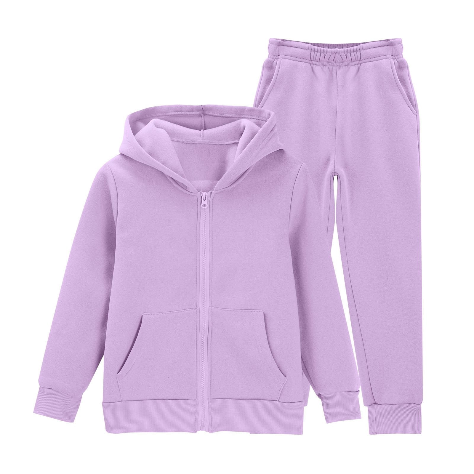 KAUOD Youth Girls Fleece Jogging Set 22 Piece Zip up Cute Hoodies+soft ...