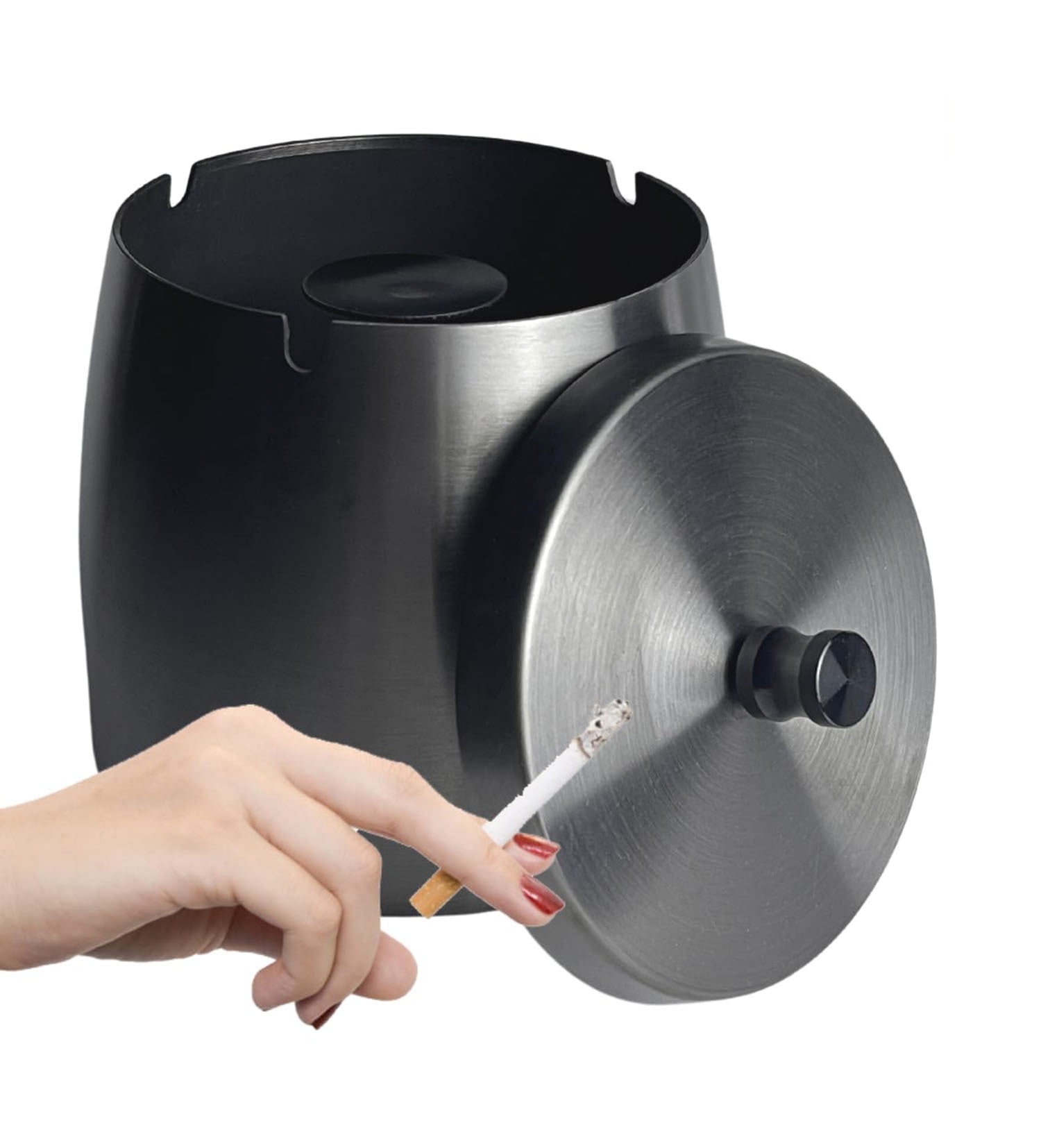 KAUU Ash Tray, Large Outdoor Ashtray with Lid Ashtrays for Smokers, Home Office Decoration(Black ...