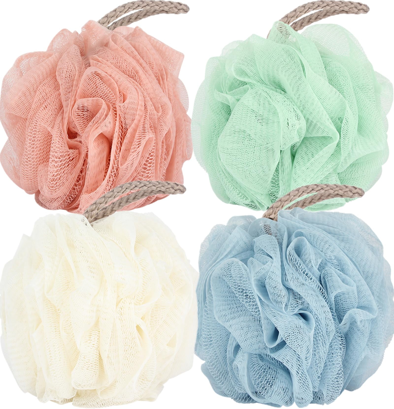 KAUU Loofah Sponge Shower Loofahs 50g Bath Sponges Mesh Balls 4 Colors for Body Wash Back ...