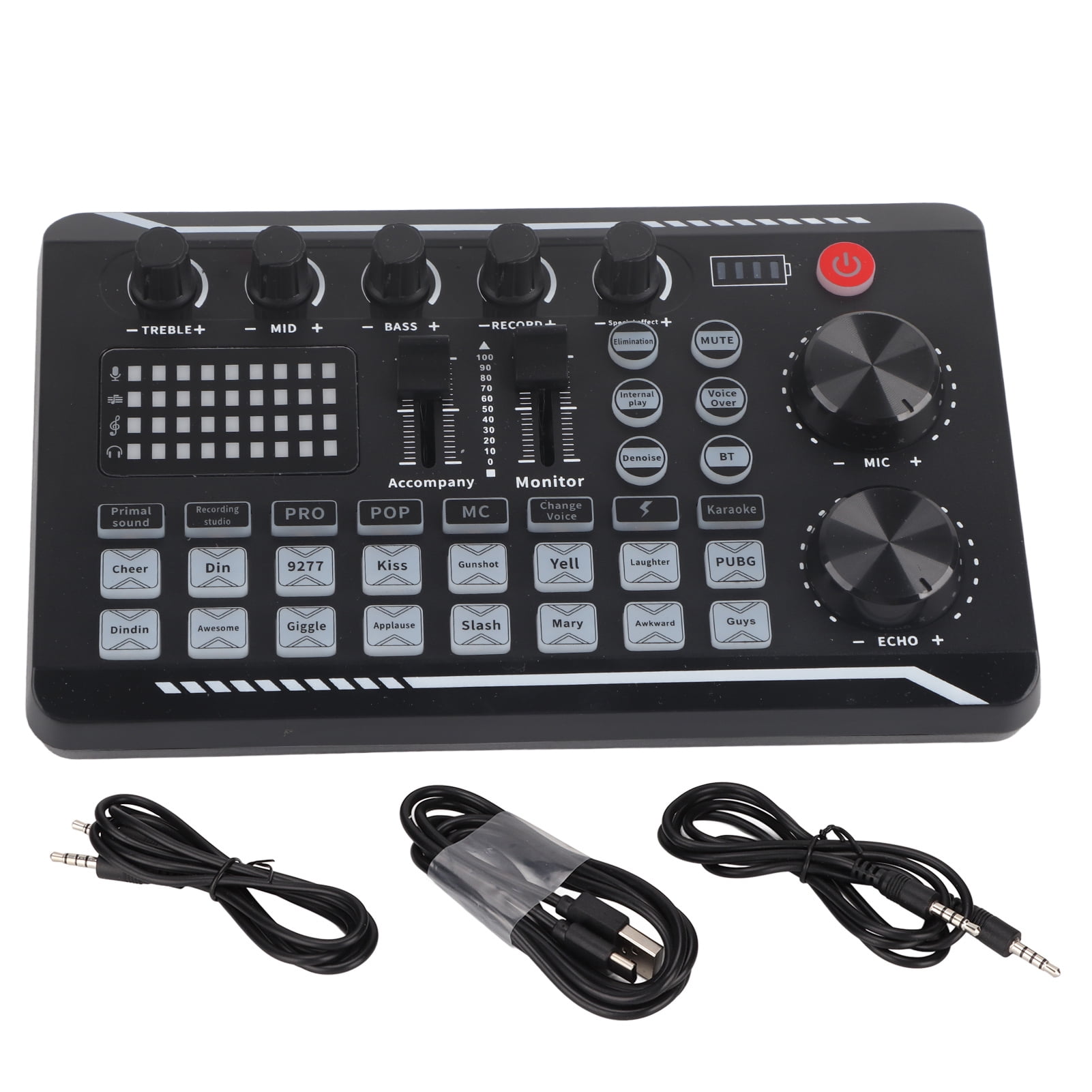 KAUU Sound Mixer Dual Channel Plug and Play USB Live Sound Card for PC ...