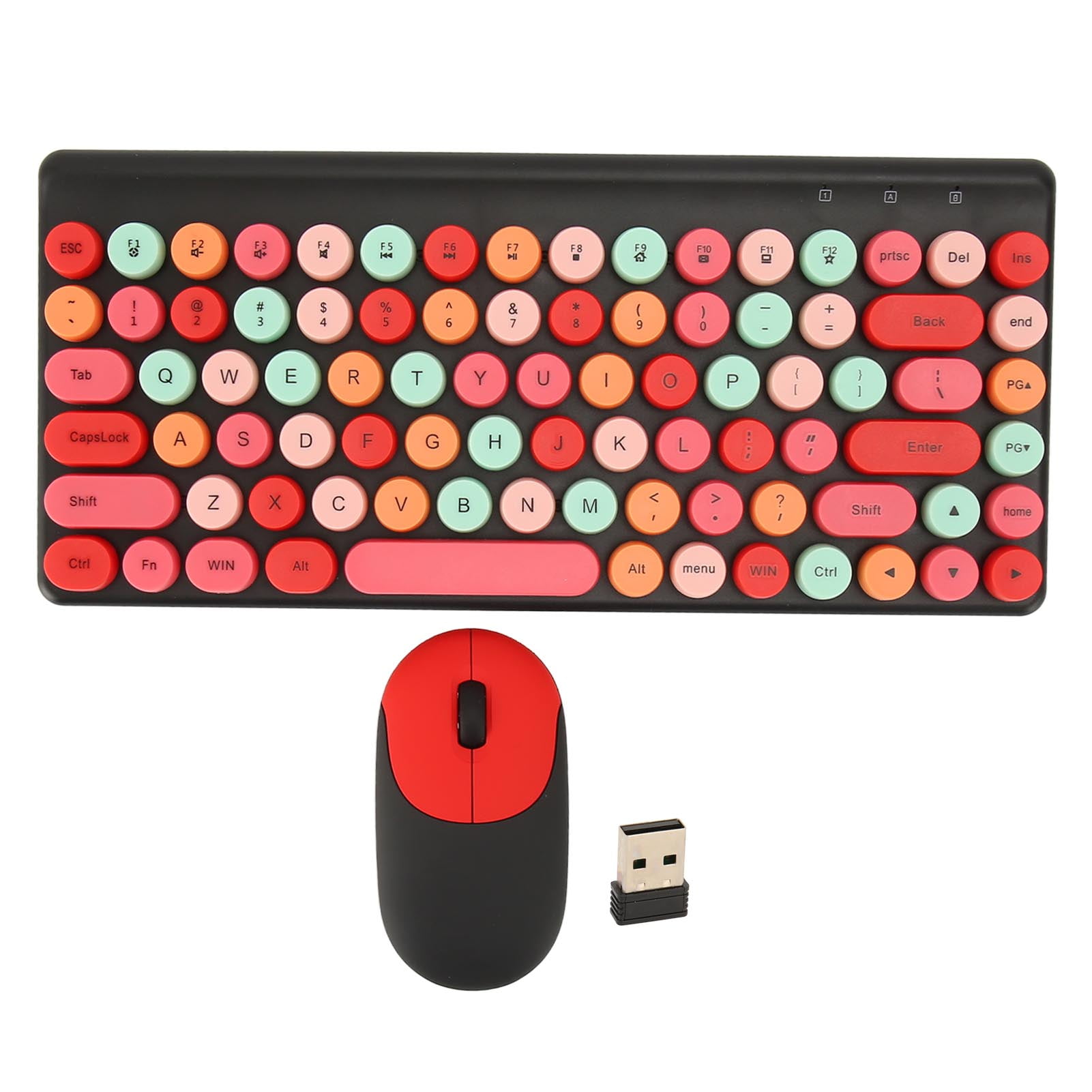 Kauu Wireless Keyboard And Mouse Retro Colorful Round Keycap 86 Keys Keyboard With 2 4g Wireless