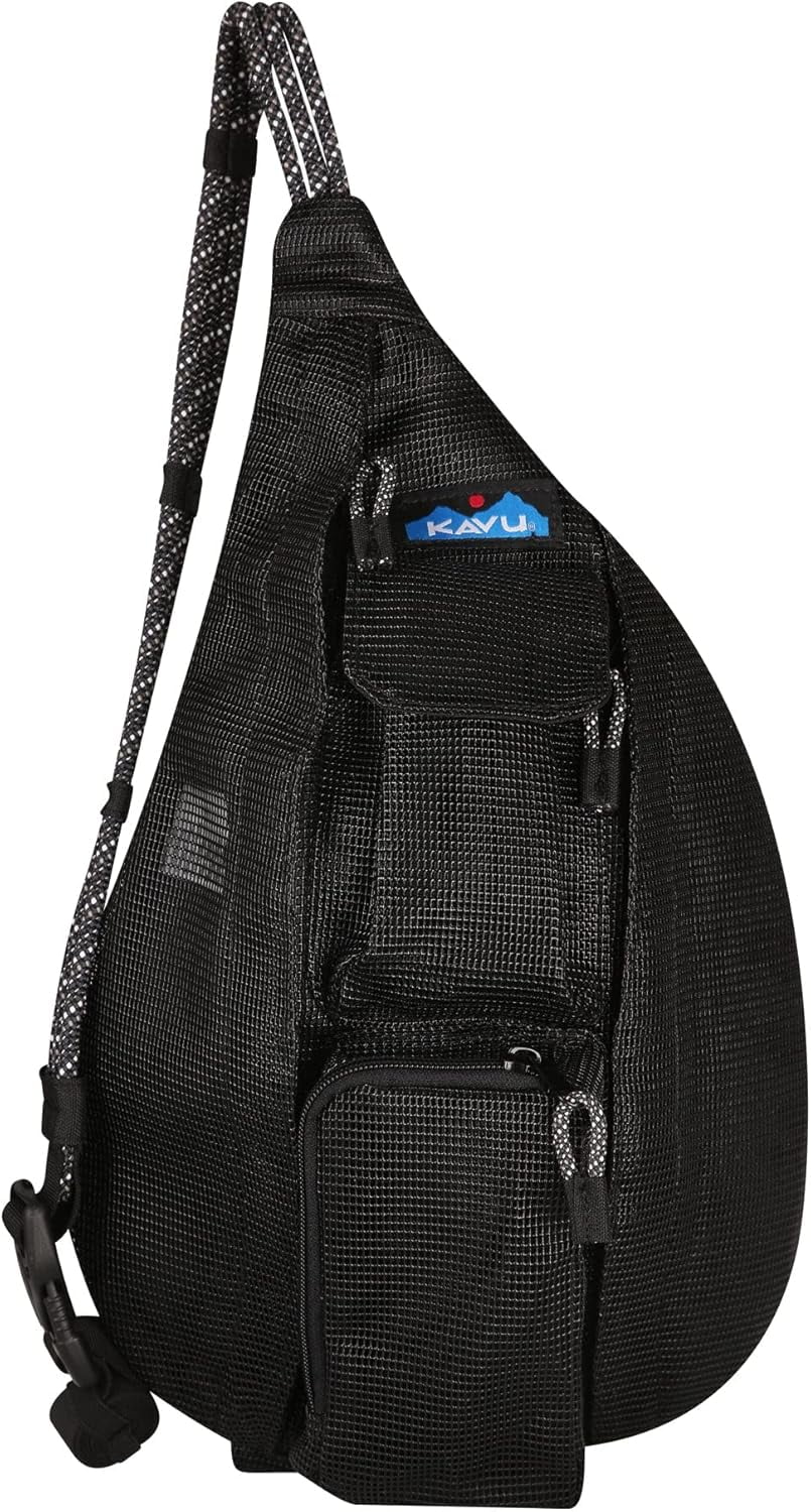 KAVU Mini Beach Rope Bag Mesh Crossbody Sling Backpack - Black ...