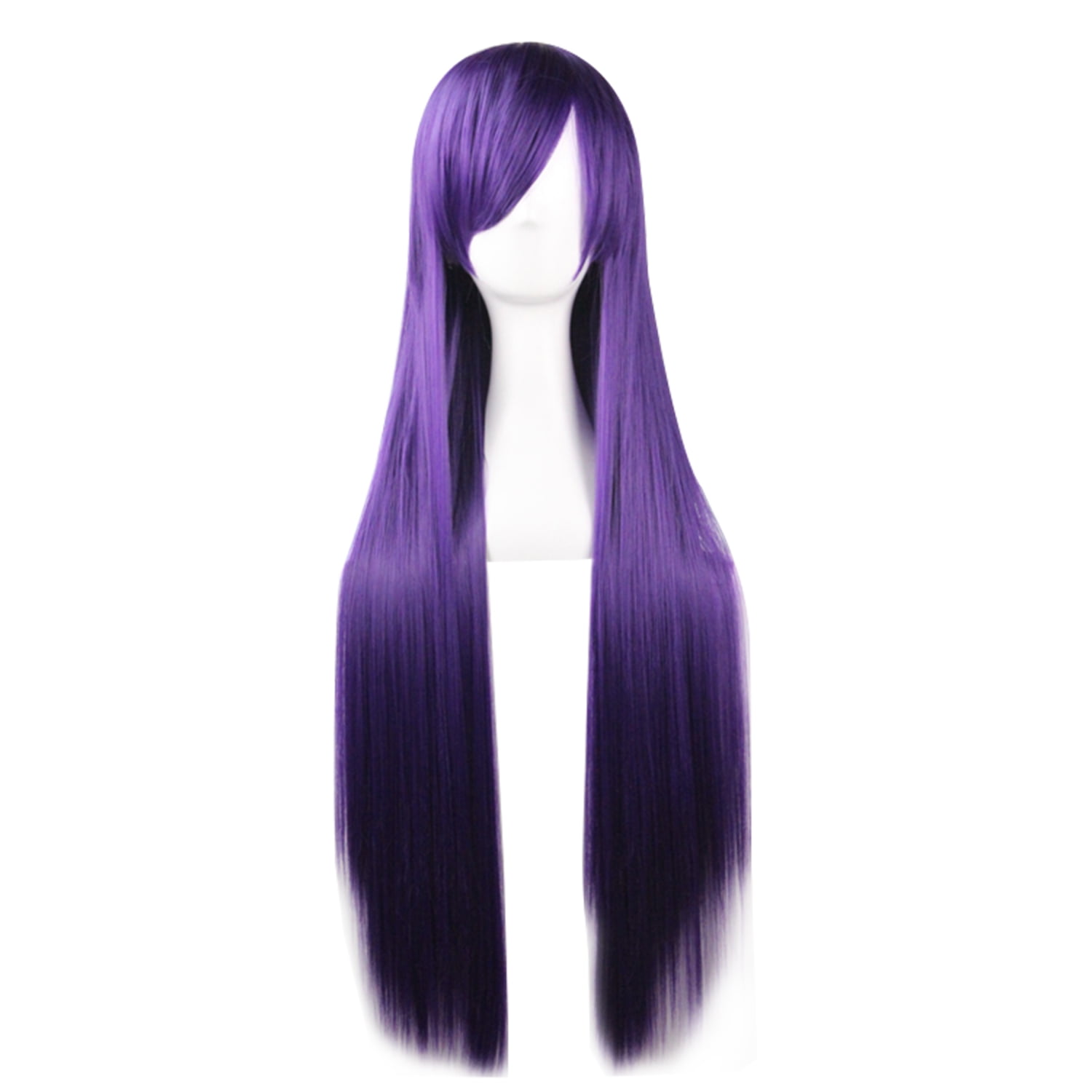 KAWELL 32" 80cm Long Straight Natural Hair Cosplay Wigs with Bangs Colorful Halloween Costume ...