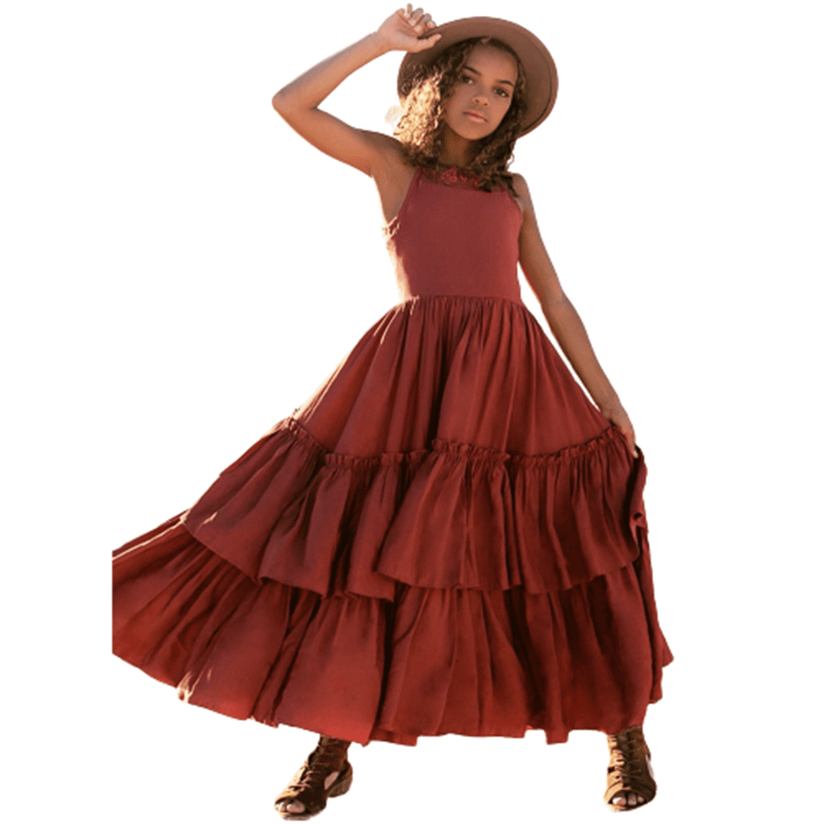 KAWELL Boho Flower Girl Maxi Dress Backless Bridesmaid Formal Tulle ...