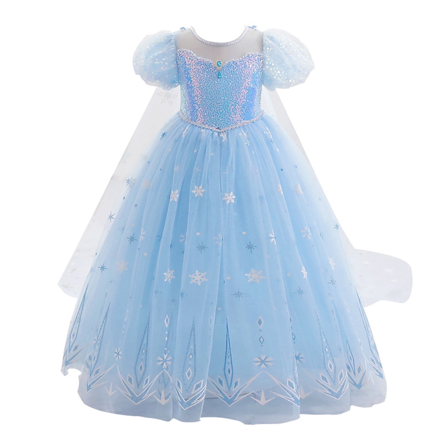 KAWELL Girls Blue Princess Dress Sequin Mesh Tull Dress Halloween ...
