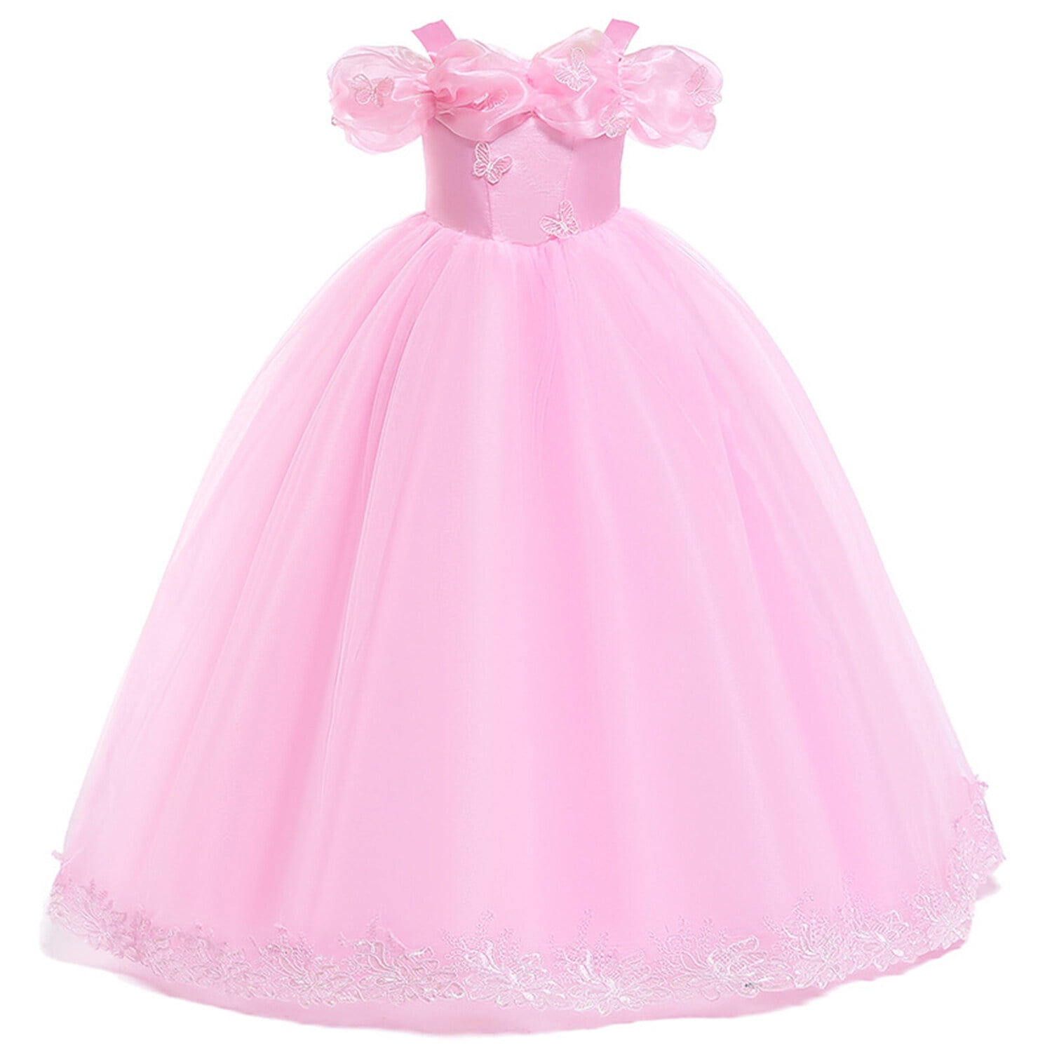 KAWELL Girls Pink Princess Costume Halloween Cosplay Party Dress up ...