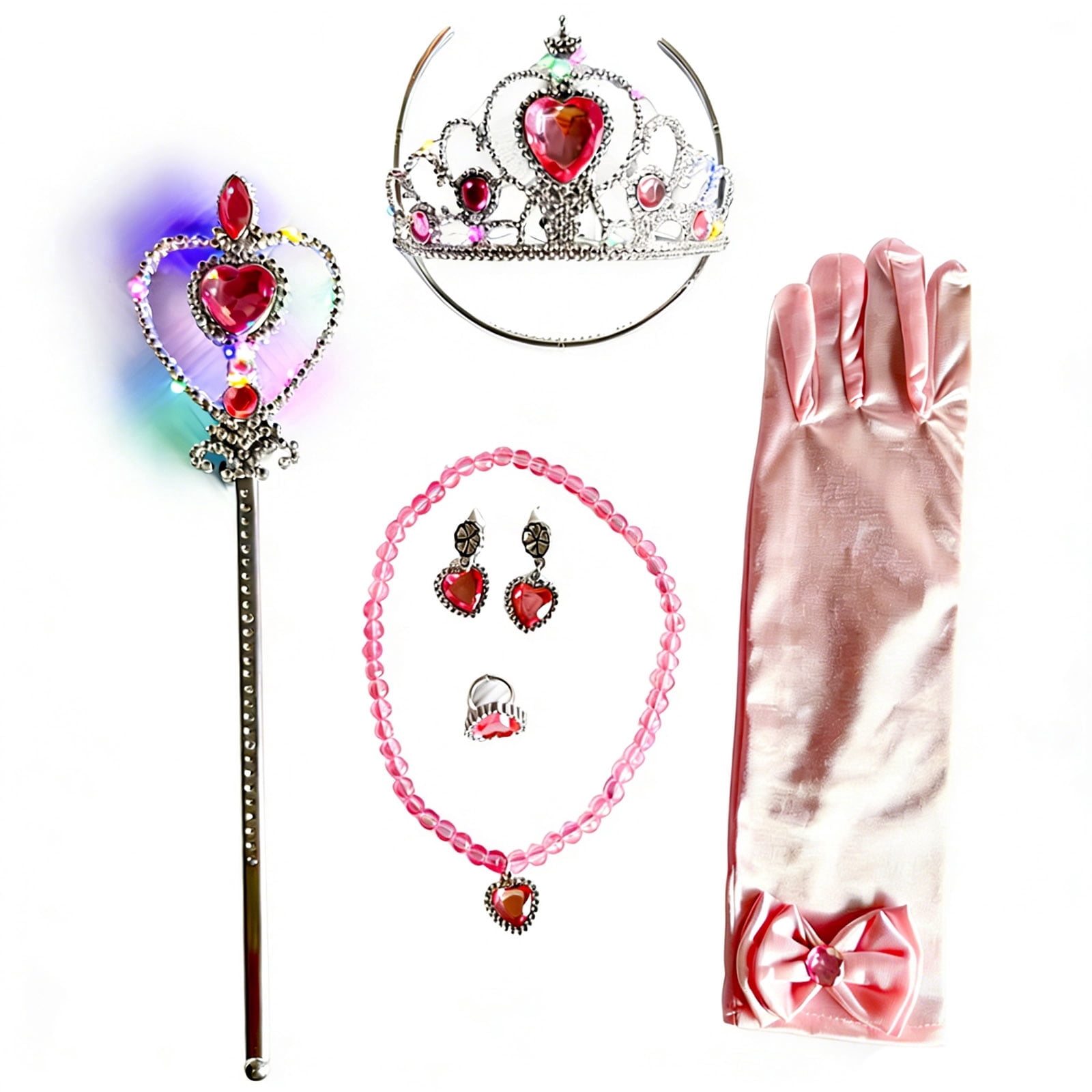 KAWELL Princess Dress Up Accessories, Light Up Wand Crown 7Pcs Princess ...
