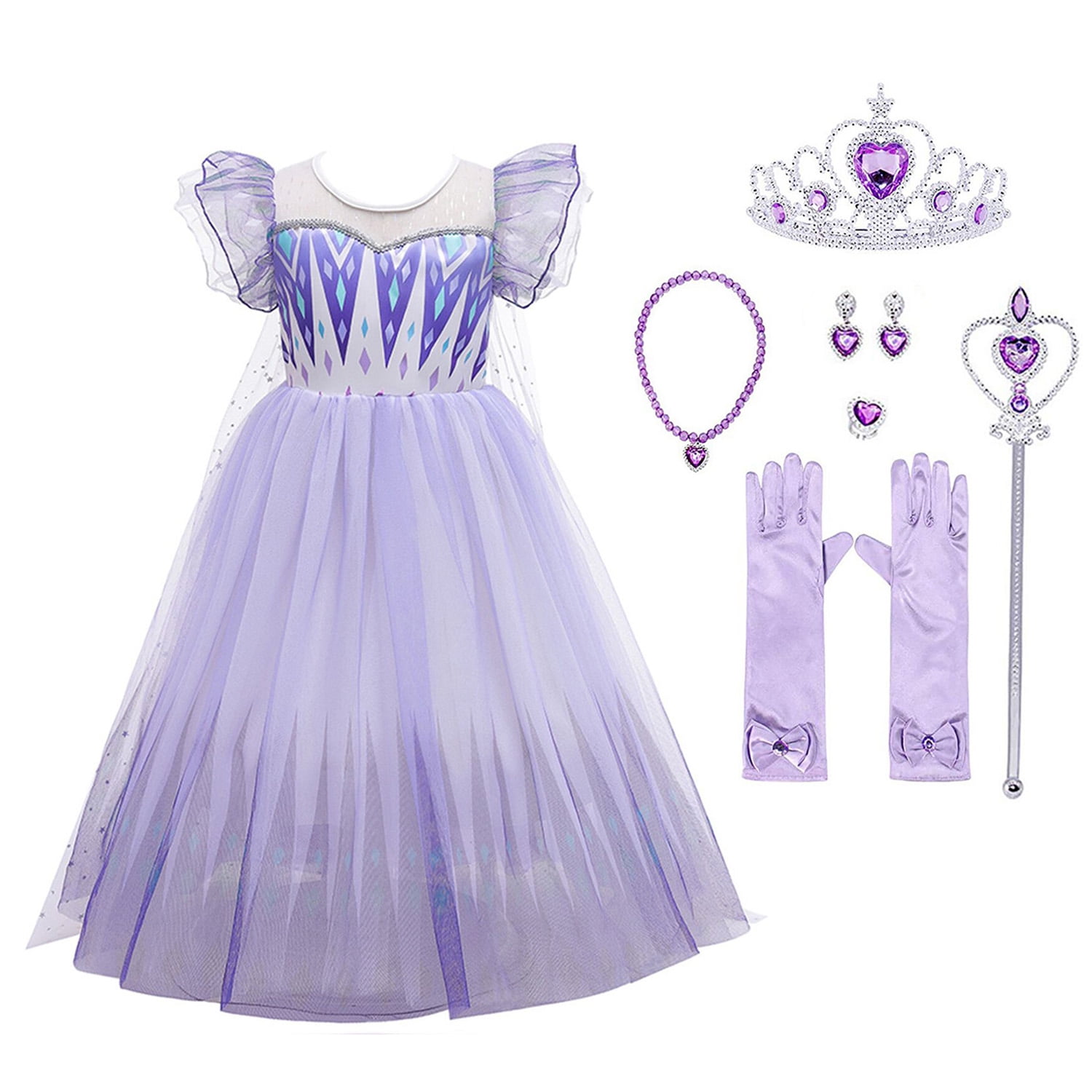 KAWELL Princess Elsa Dress for Girls Classy Queen of Snow Princess ...
