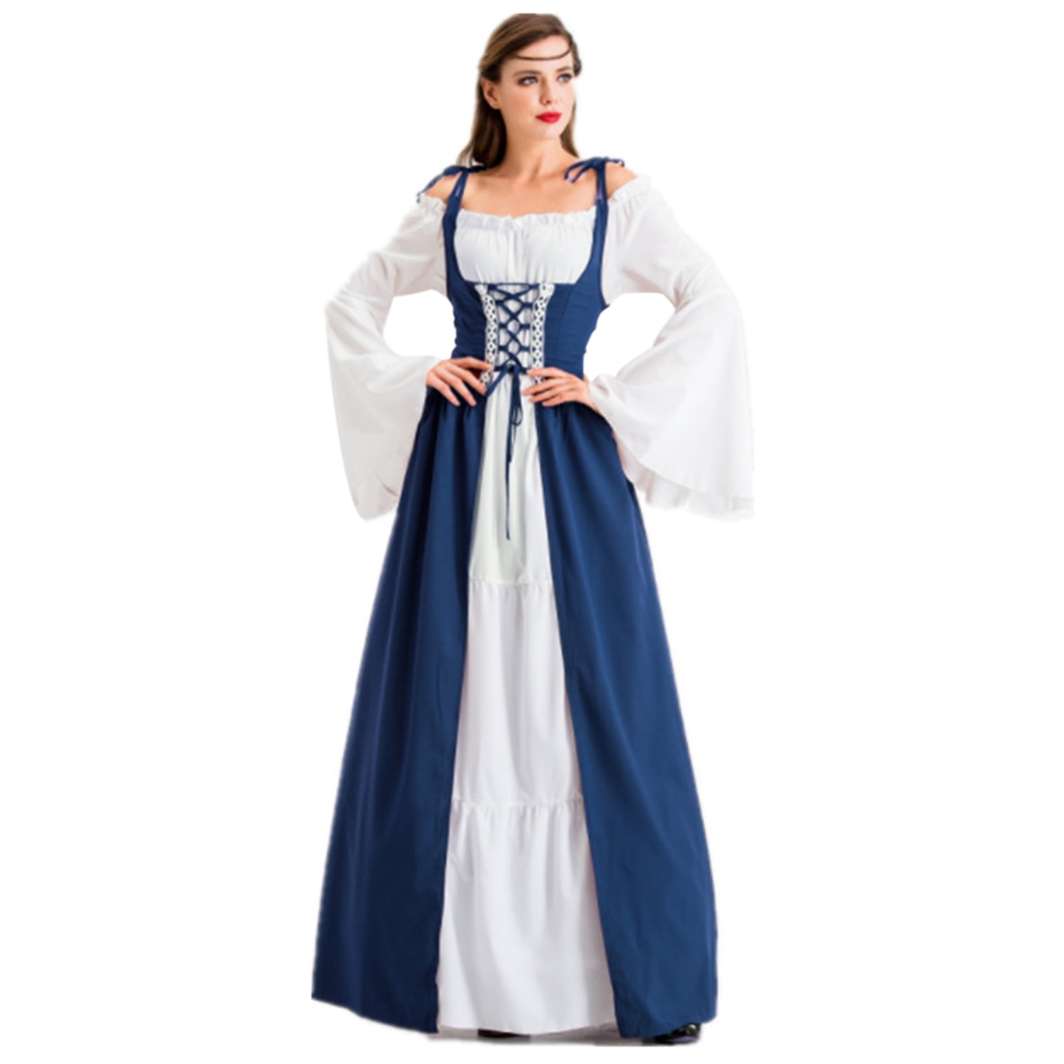 KAWELL Renaissance Medieval Irish Costume Over Dress & Cream Chemise ...