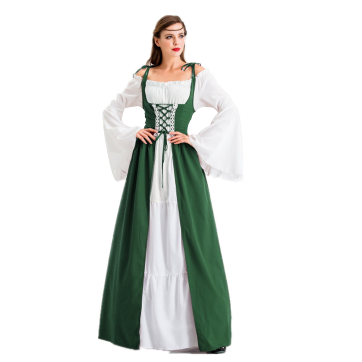 KAWELL Renaissance Medieval Irish Costume Over Dress & Cream Chemise ...