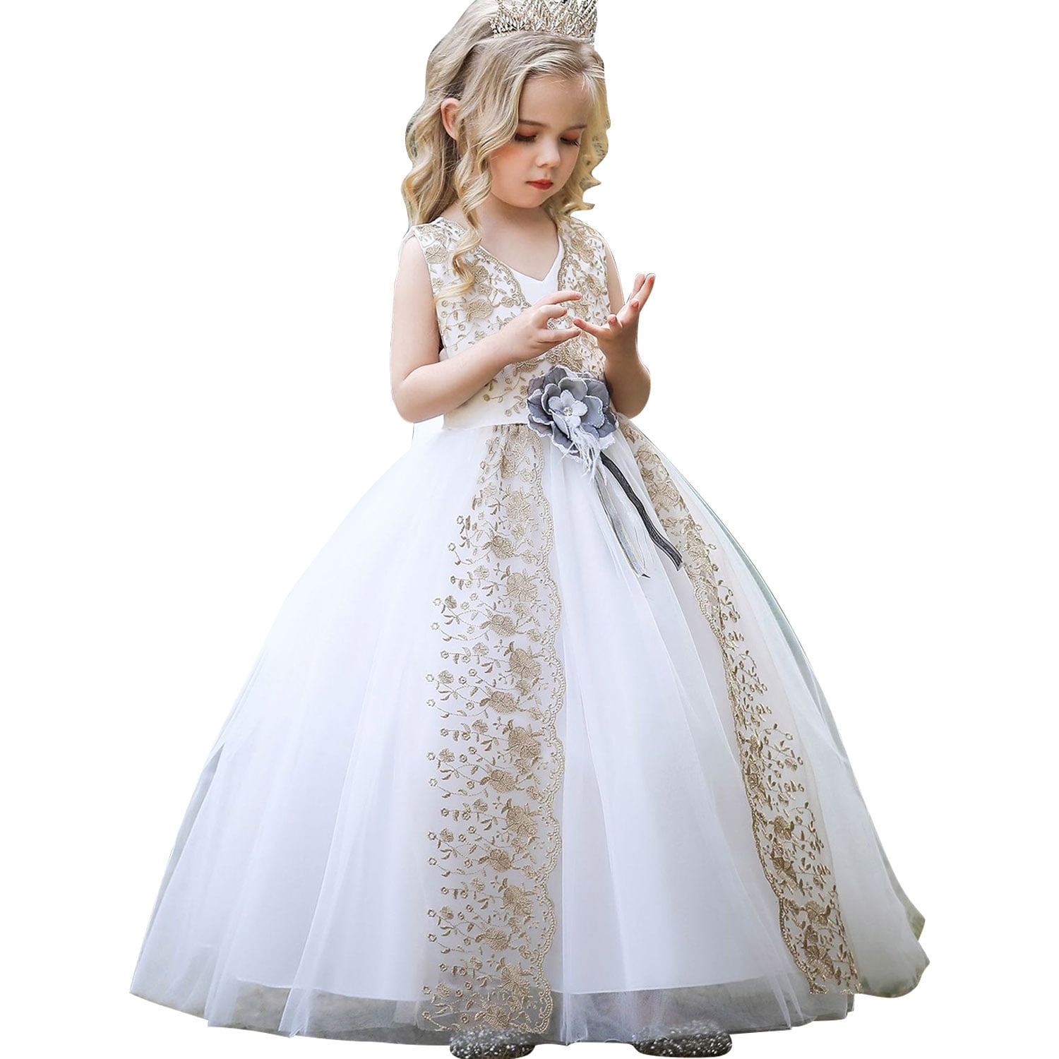 KAWELL Shine Flower Girls Beauty Pageant Dress,Dream Princess Baptism ...