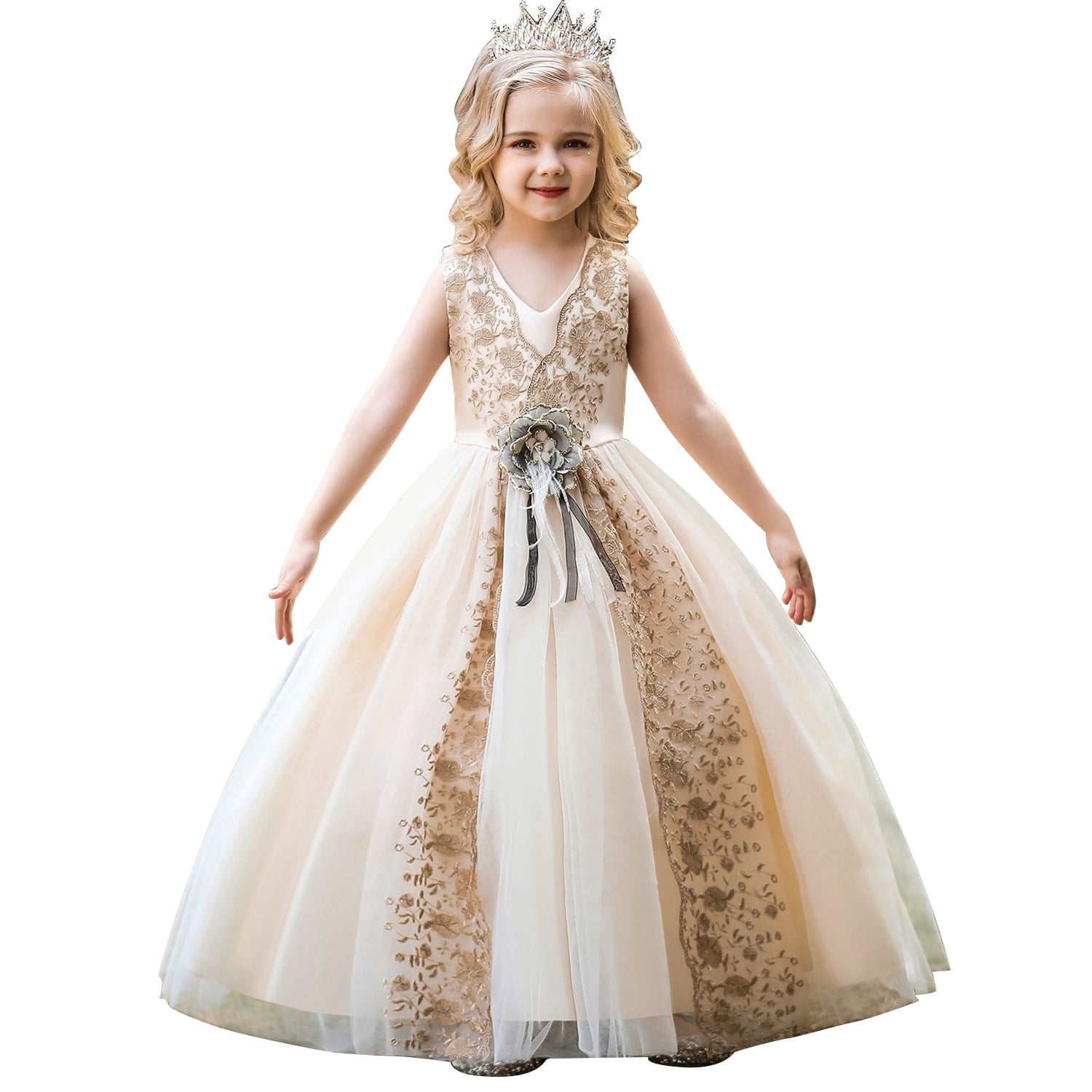 KAWELL Shine Flower Girls Beauty Pageant Dress,Dream Princess Baptism ...