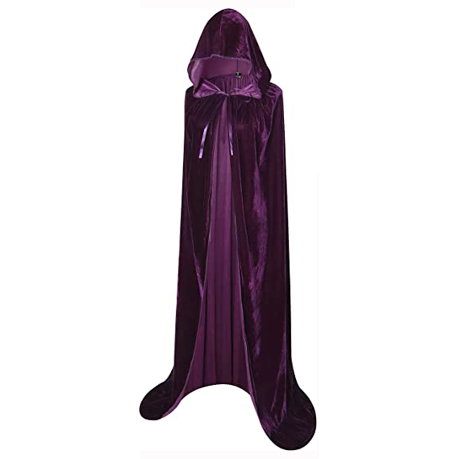 KAWELL Unisex Adult Halloween Velvet Cloak with Hood Long Witch Costume ...