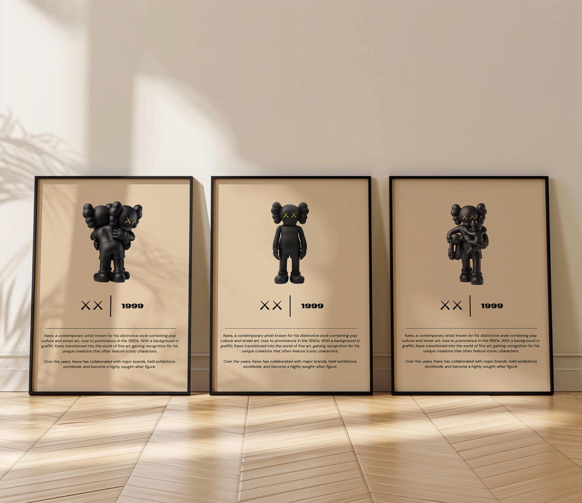 KAWS Poster Set of 3, Kaws Poster Print, Kaws Wall Art, Printables ...