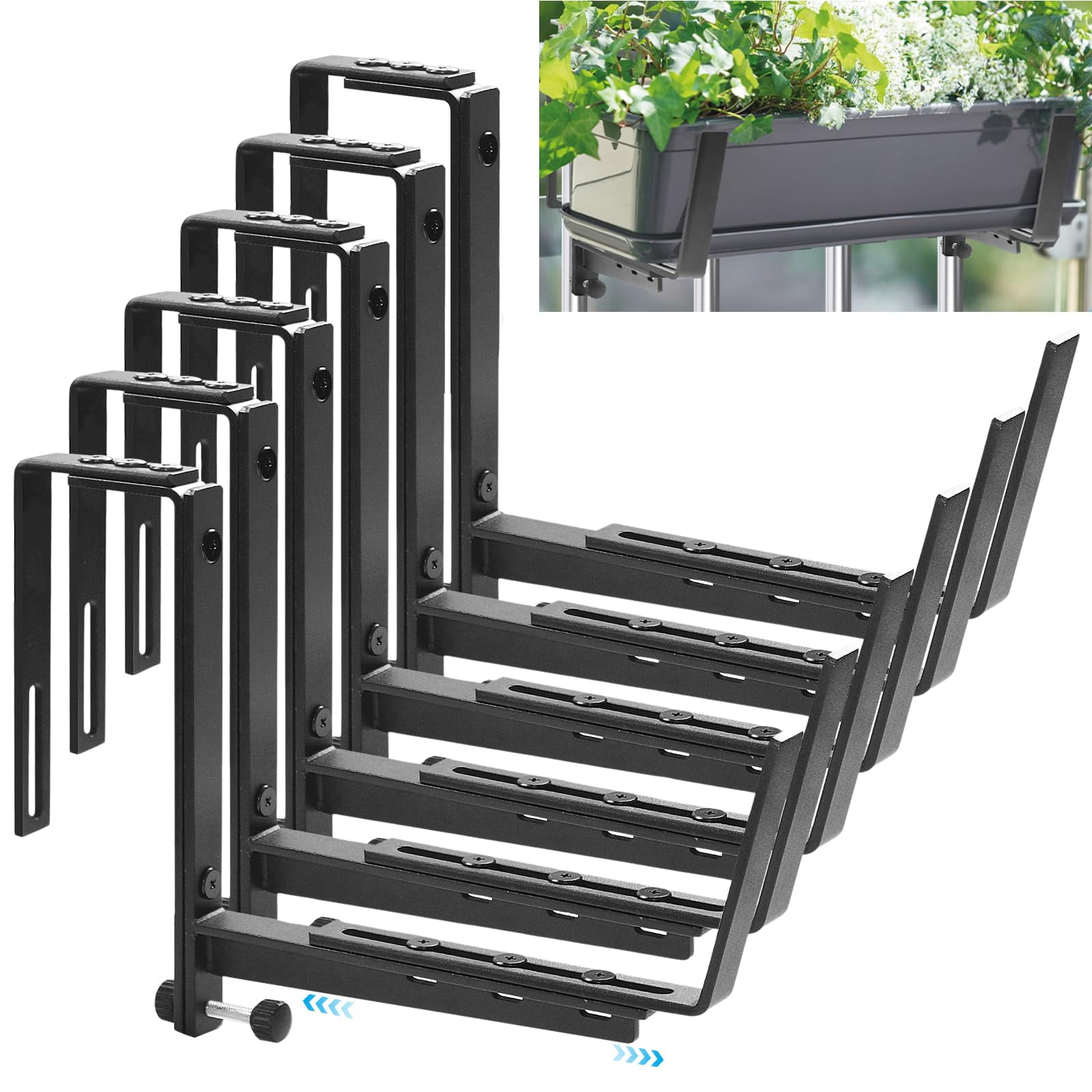 KAXIWEI Planter Box Bracket, Adjustable Hang Window Box Holder Hanging ...