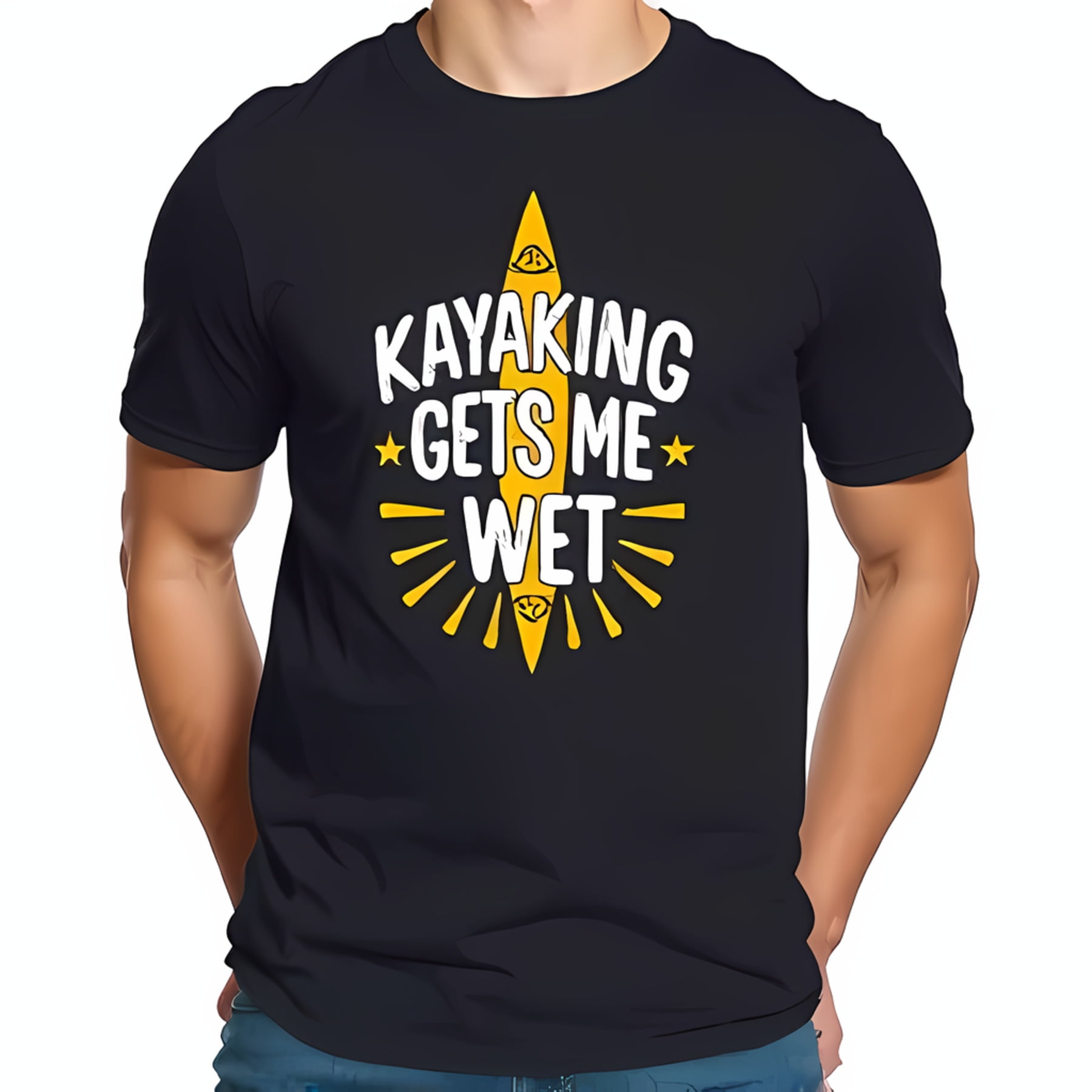KAYAKING GETS ME WET Cotton Short Sleeve T-Shirt - Fun Graphic Design ...