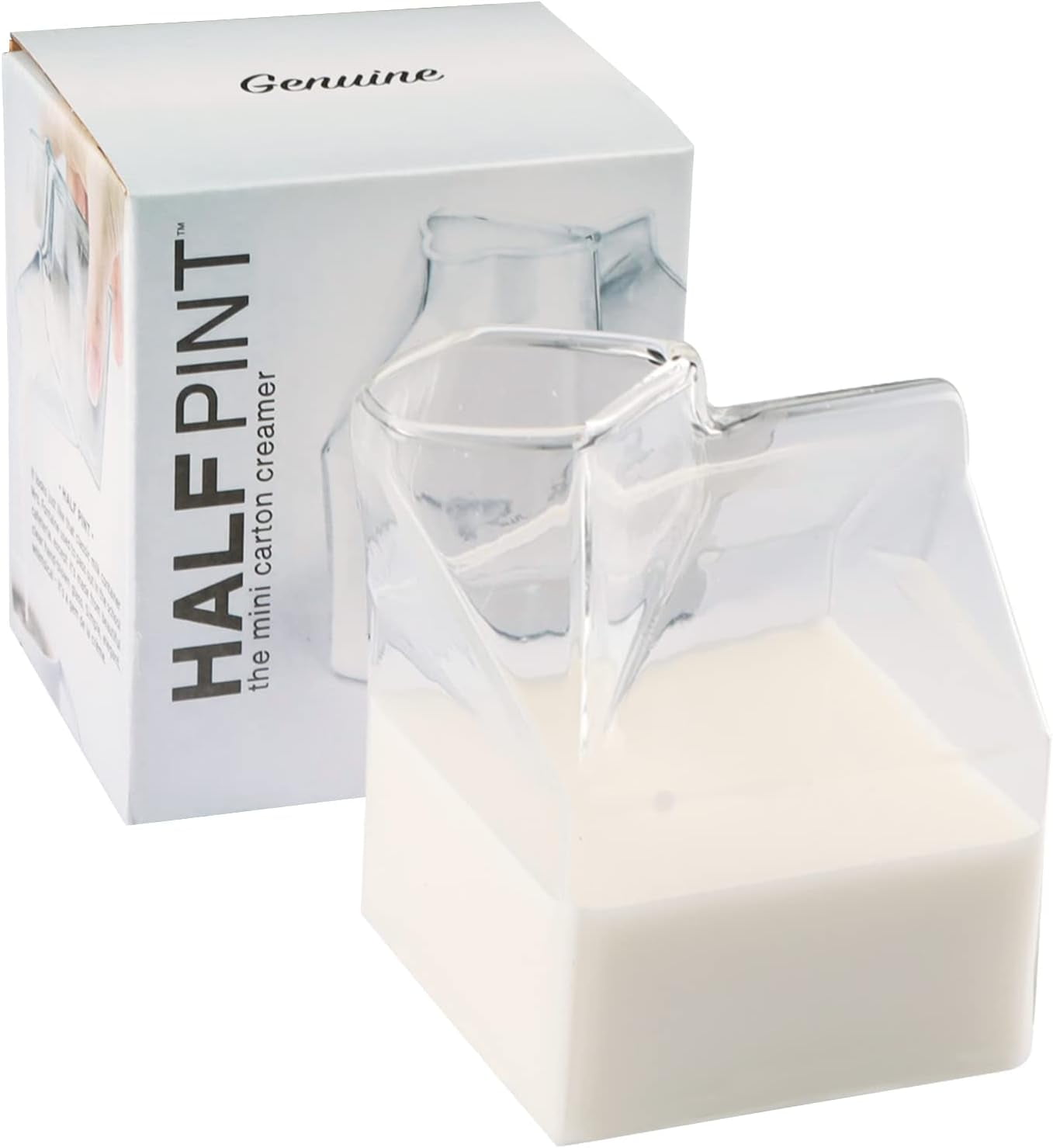 KAYCROWN Glass Milk Carton Creamer Pitcher, Clear Milk Cups Drinking ...