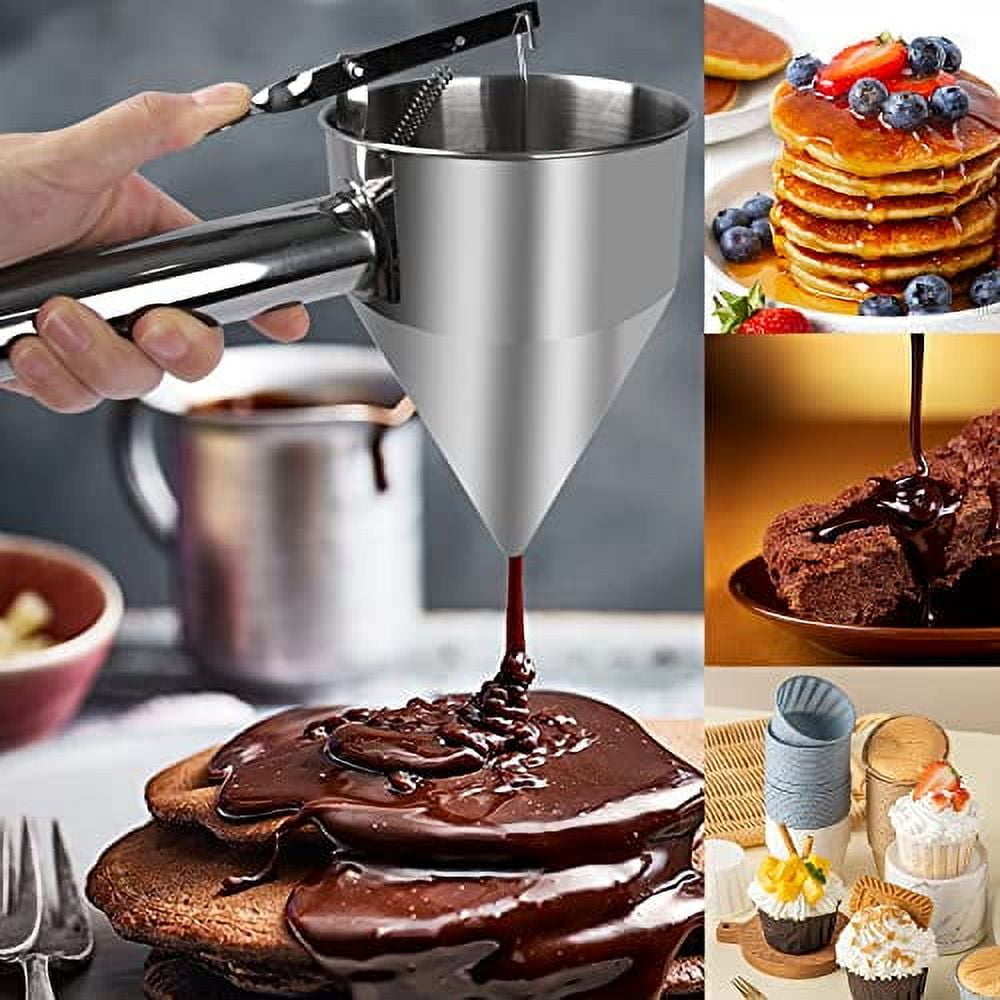 KAYCROWN Pancake Batter Dispenser, 1200ml Stainless Steel Funnel Cake ...