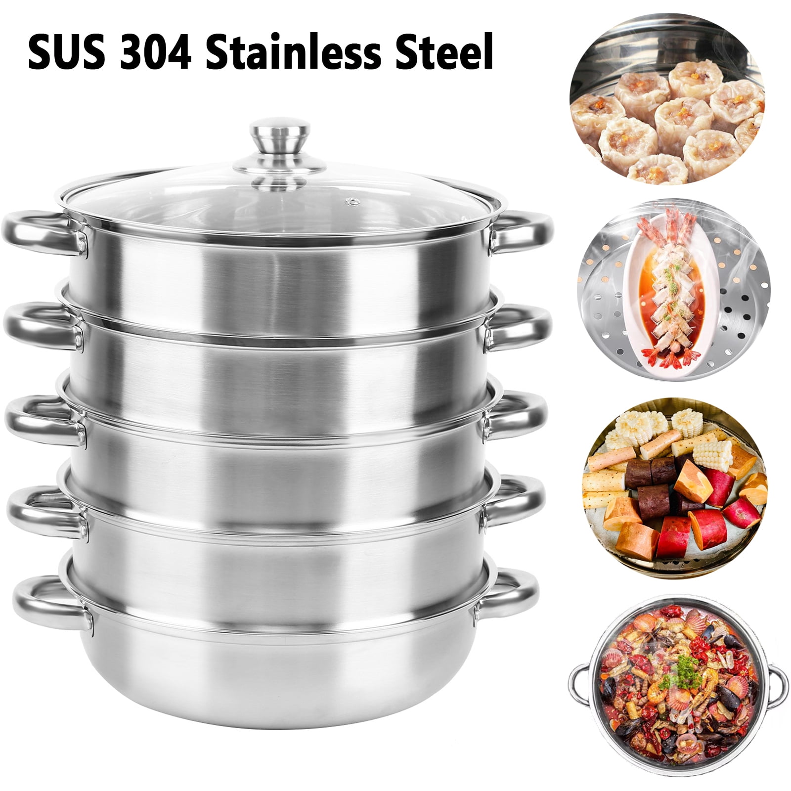 KAYESAMPRA 304 Stainless Steel 5 Tier Multipurpose Steamer Pot with ...