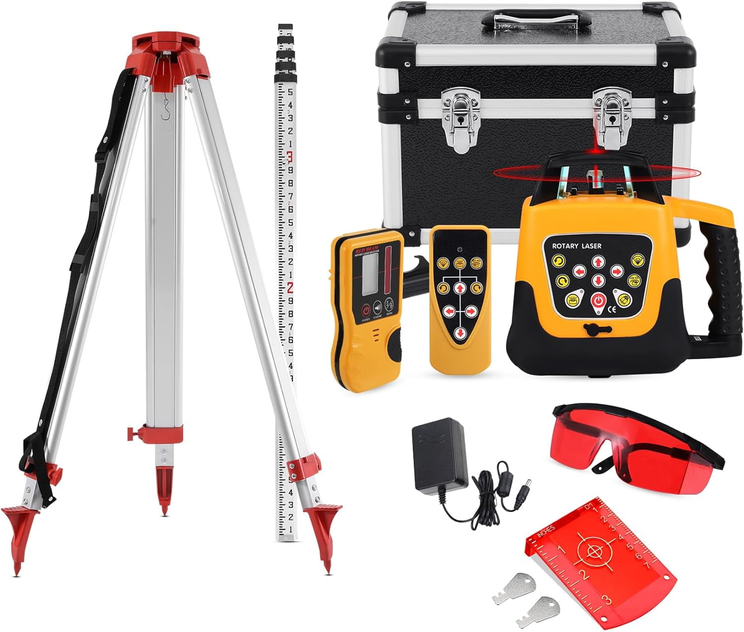 KAYESAMPRA Automatic Self Leveling Red Rotary Laser Level 500m Range ...