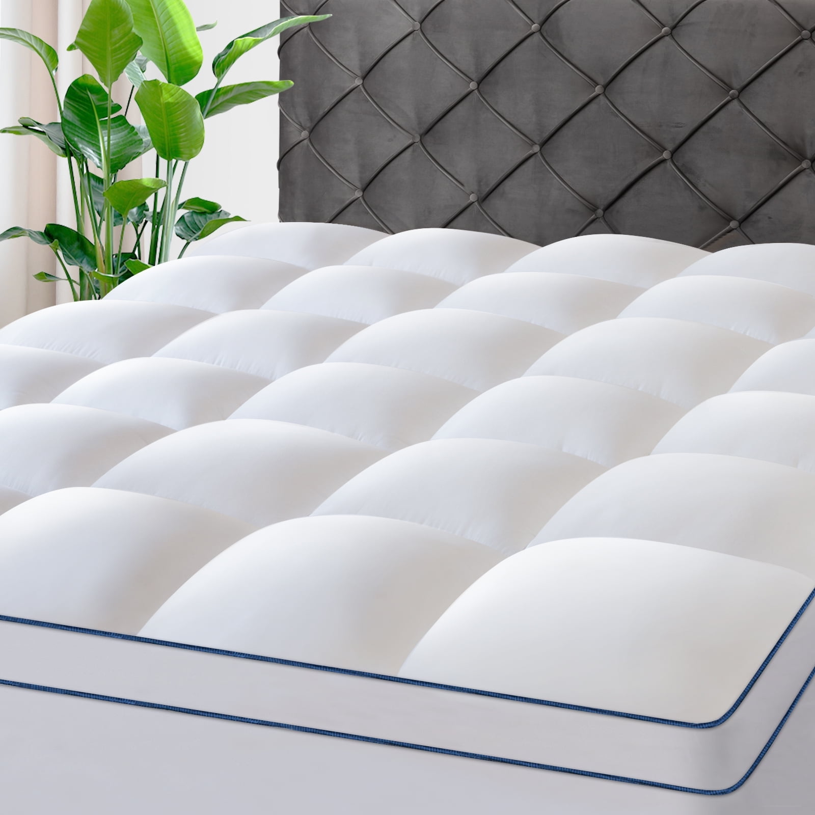 KAYFIA Comfort Mattress Topper, Extra Thick Pillow Top, Deep Pocket ...