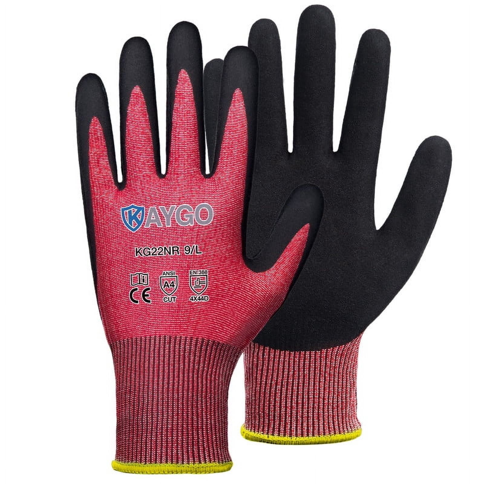 KAYGO Cut Resistant Gloves Micro Finishing Nitrile Coated,ANSI Cut ...