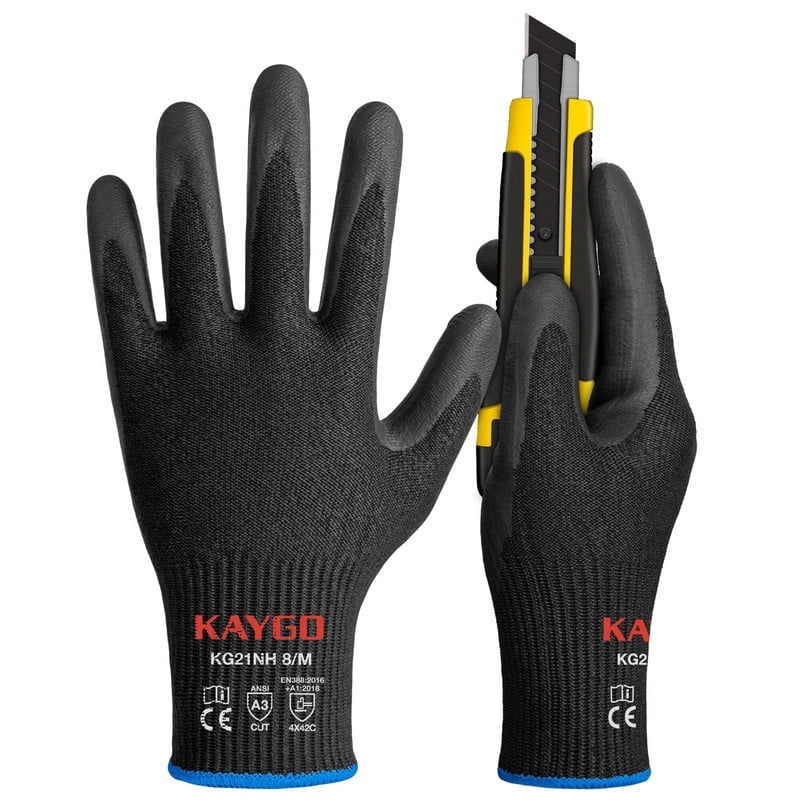 KAYGO Cut Resistant Gloves - Nitrile Micro-Foam Coated, Puncture Proof ...