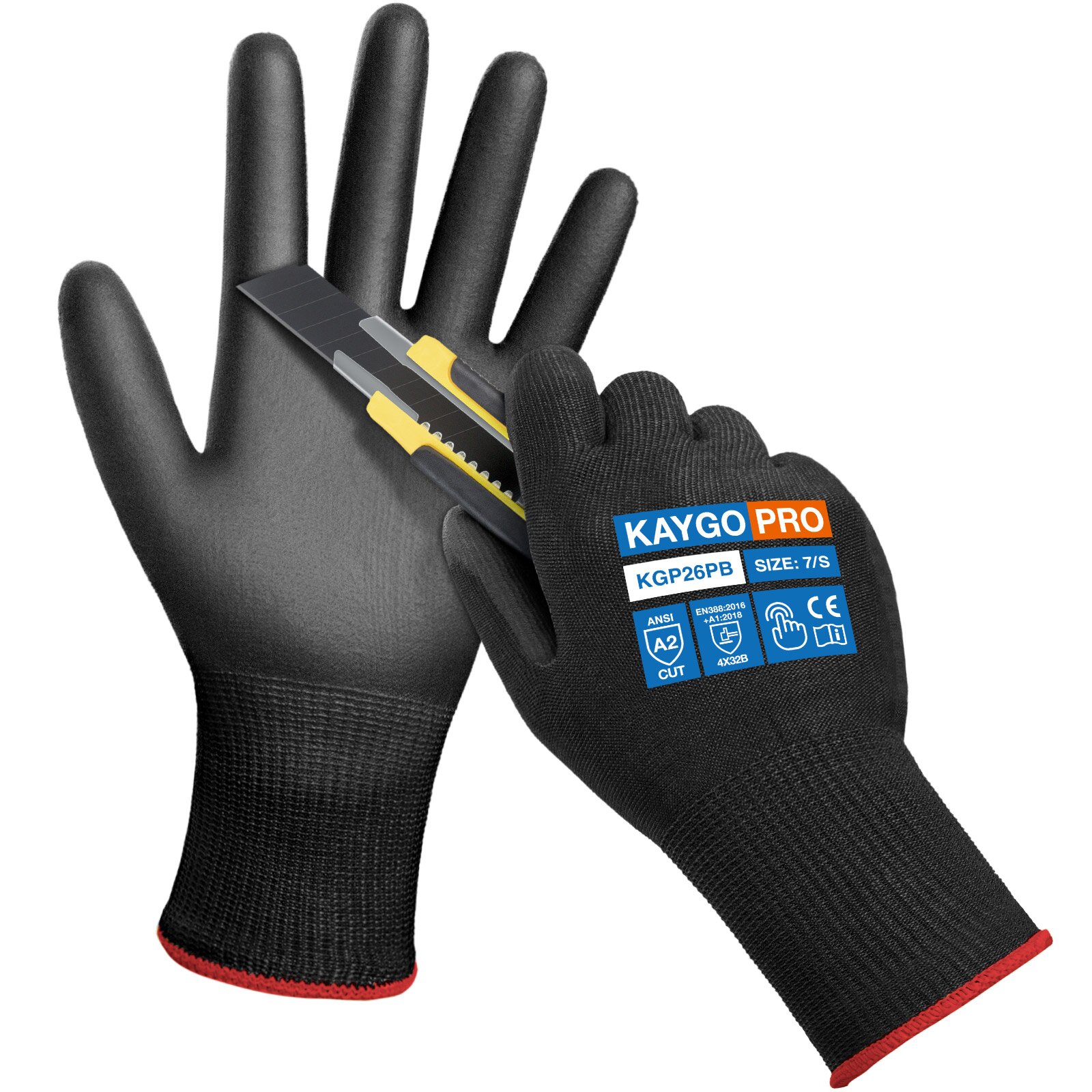 KAYGO Cut Resistant Gloves PU Coated, 12 Pairs, Safety Work Gloves with ...