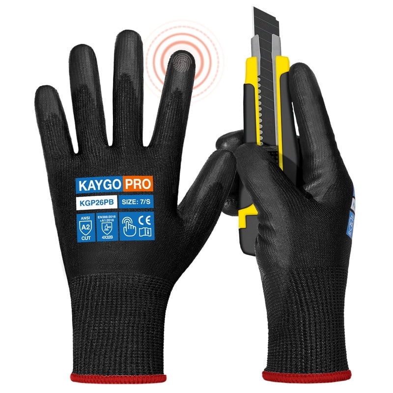KAYGO Cut Resistant Gloves PU Coated, 12 Pairs Safety Work Gloves with ...