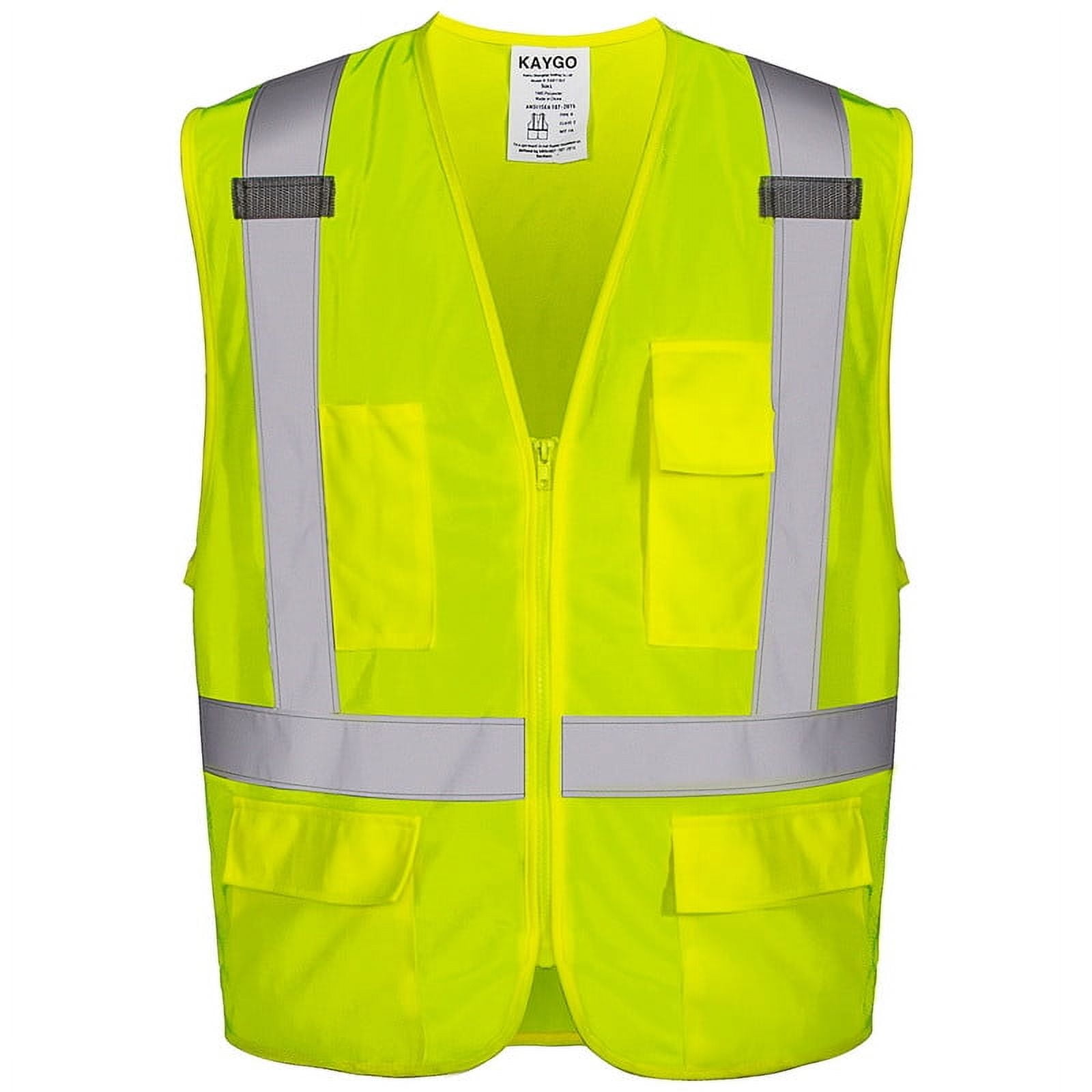 KAYGO High Visibility Safety Vests Reflective with Pockets and Zipper ...