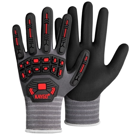 KAYGO Impact Reducing Work Gloves for Men,3 Pairs KG18N TPR Safety Work ...