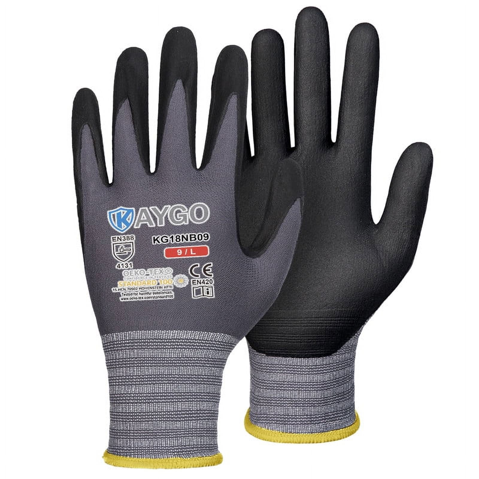 KAYGO Safety Work Gloves, Nitrile Coated, 3 Pairs, KG18NB, Ideal for ...
