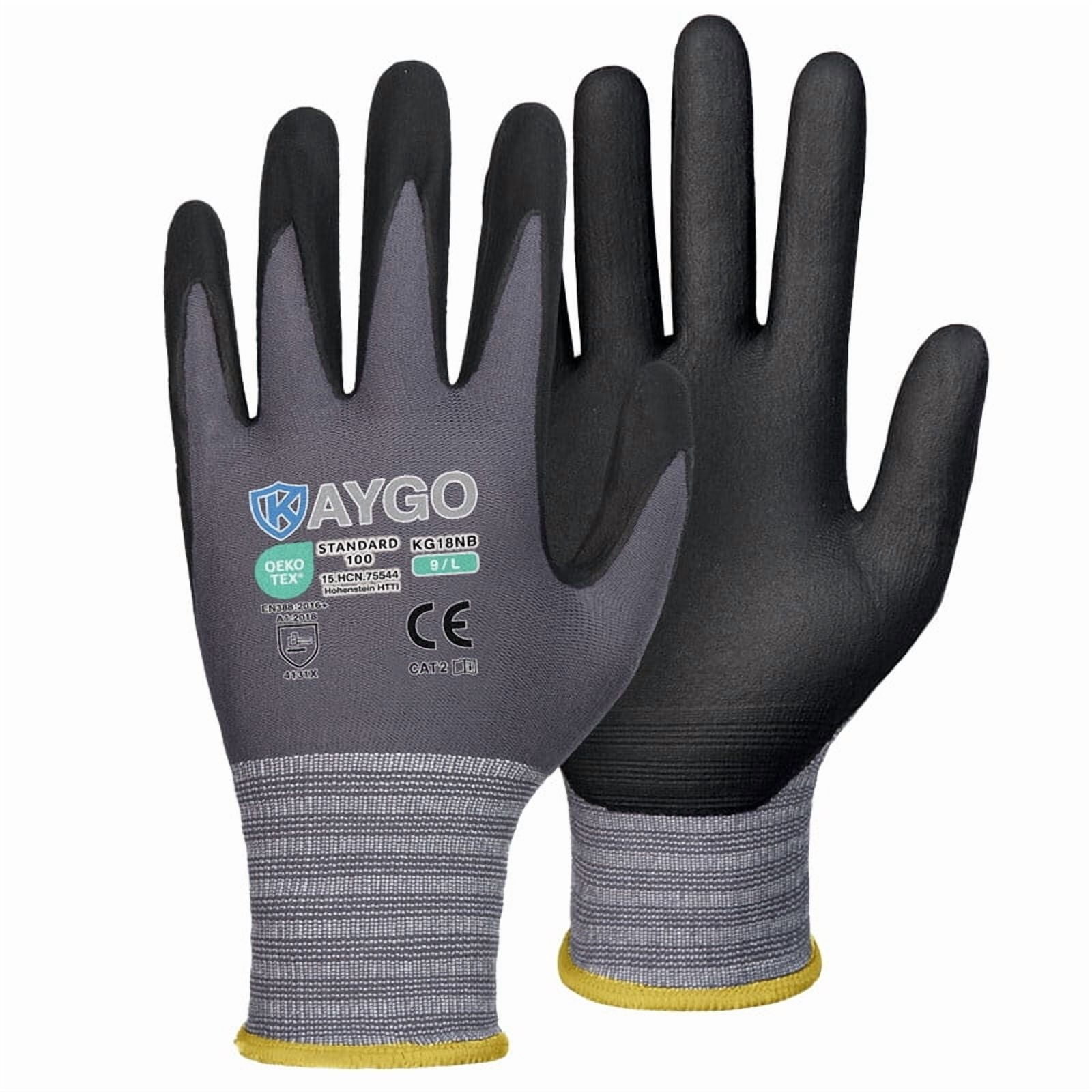 KAYGO Safety Work Gloves, MicroFoam Nitrile Coated, Touchscreen ...
