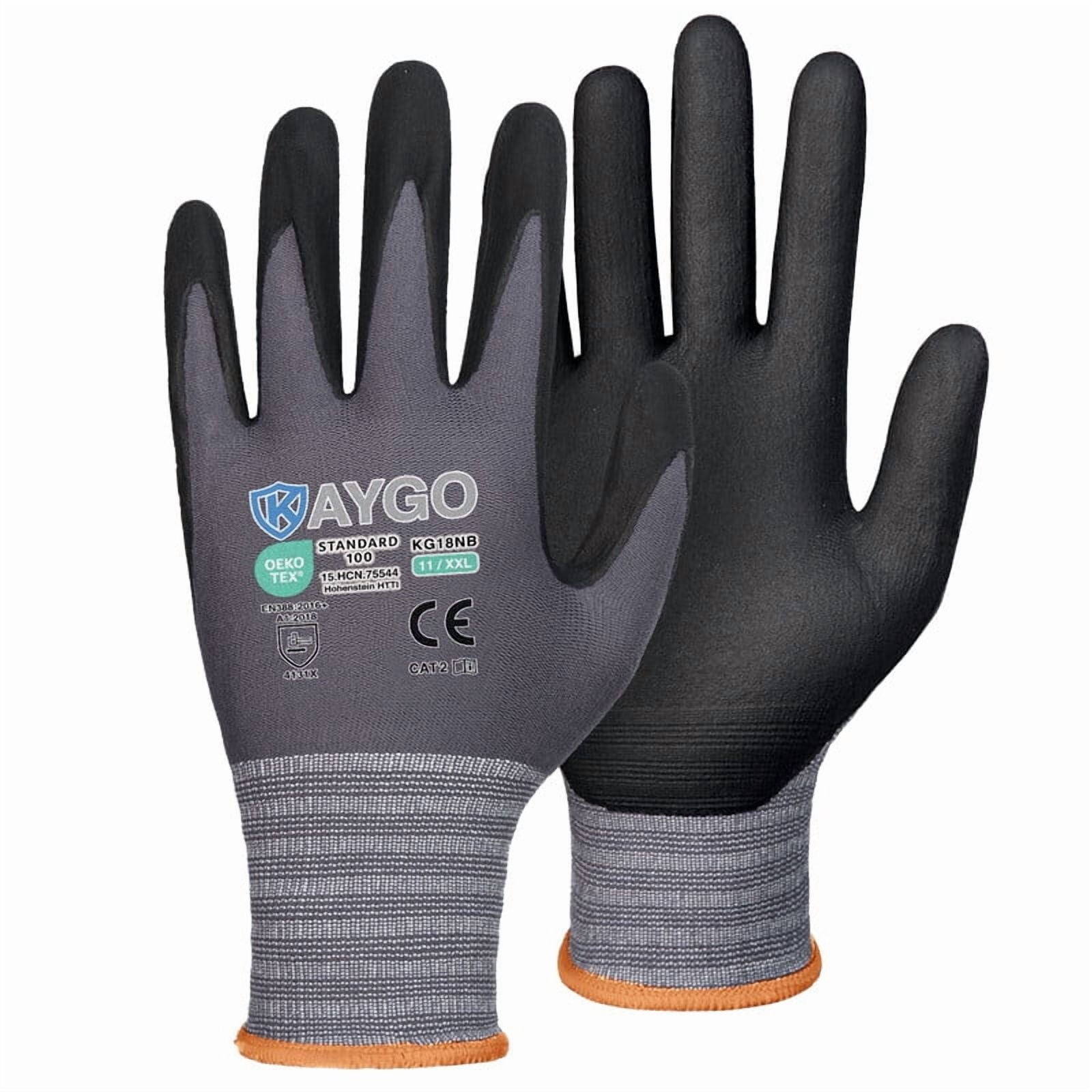 KAYGO Safety Work Gloves MicroFoam Nitrile Coated, 6 Pairs KG18NB ...
