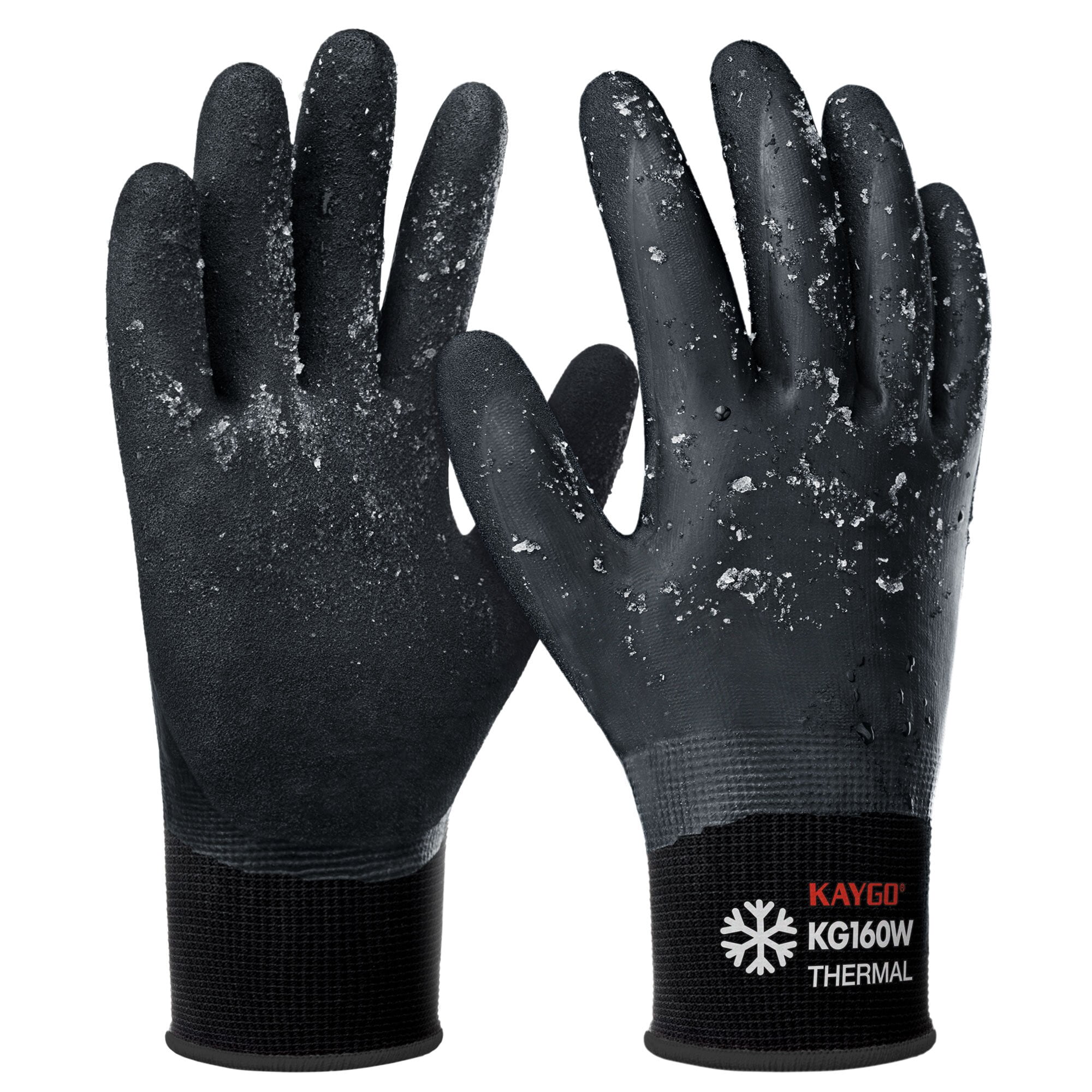 KAYGO Winter Waterproof Work Gloves, KG160, Black, S, Fully Latex ...