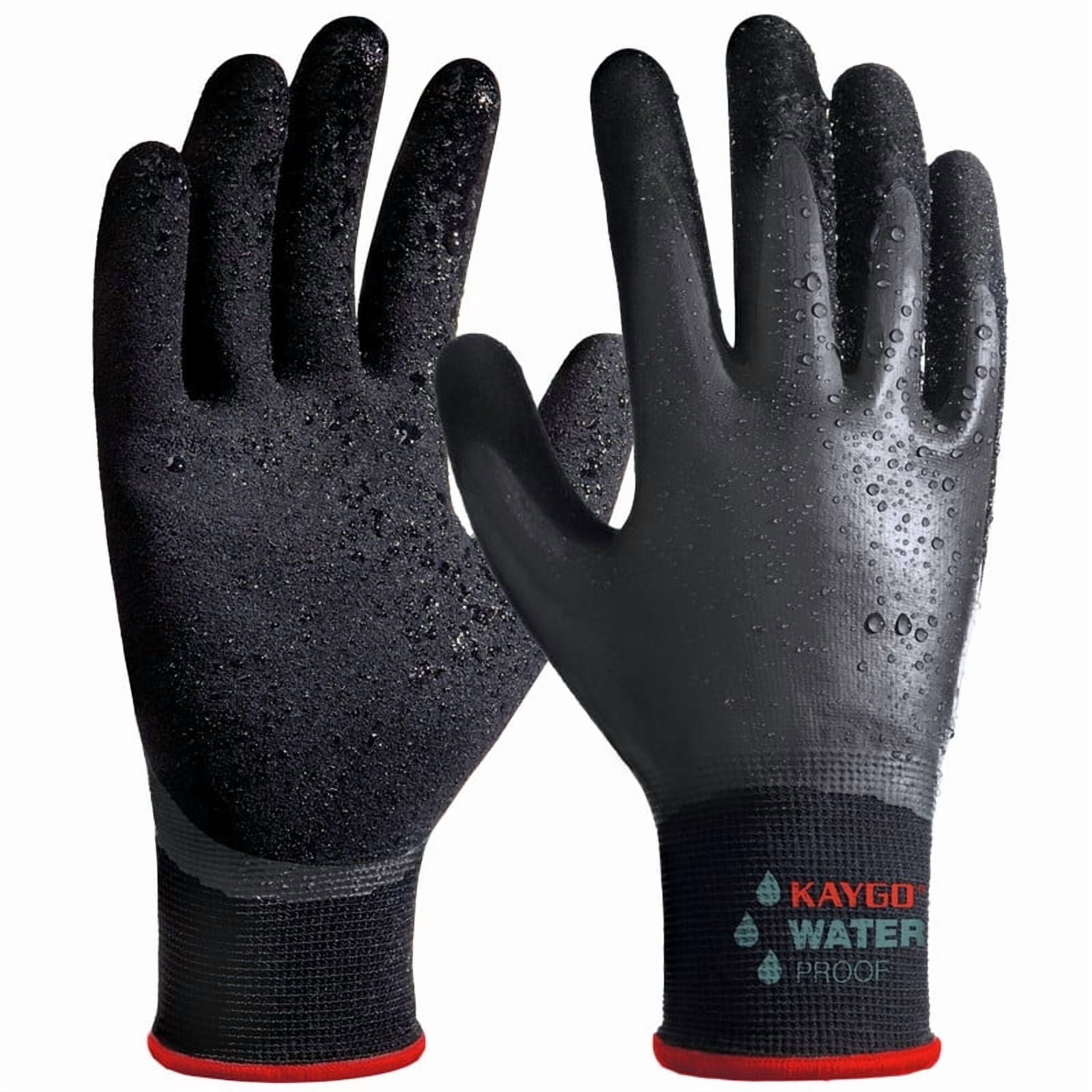 KAYGO Waterproof Work Gloves for Men and Women, Rubber Coated Non-slip ...
