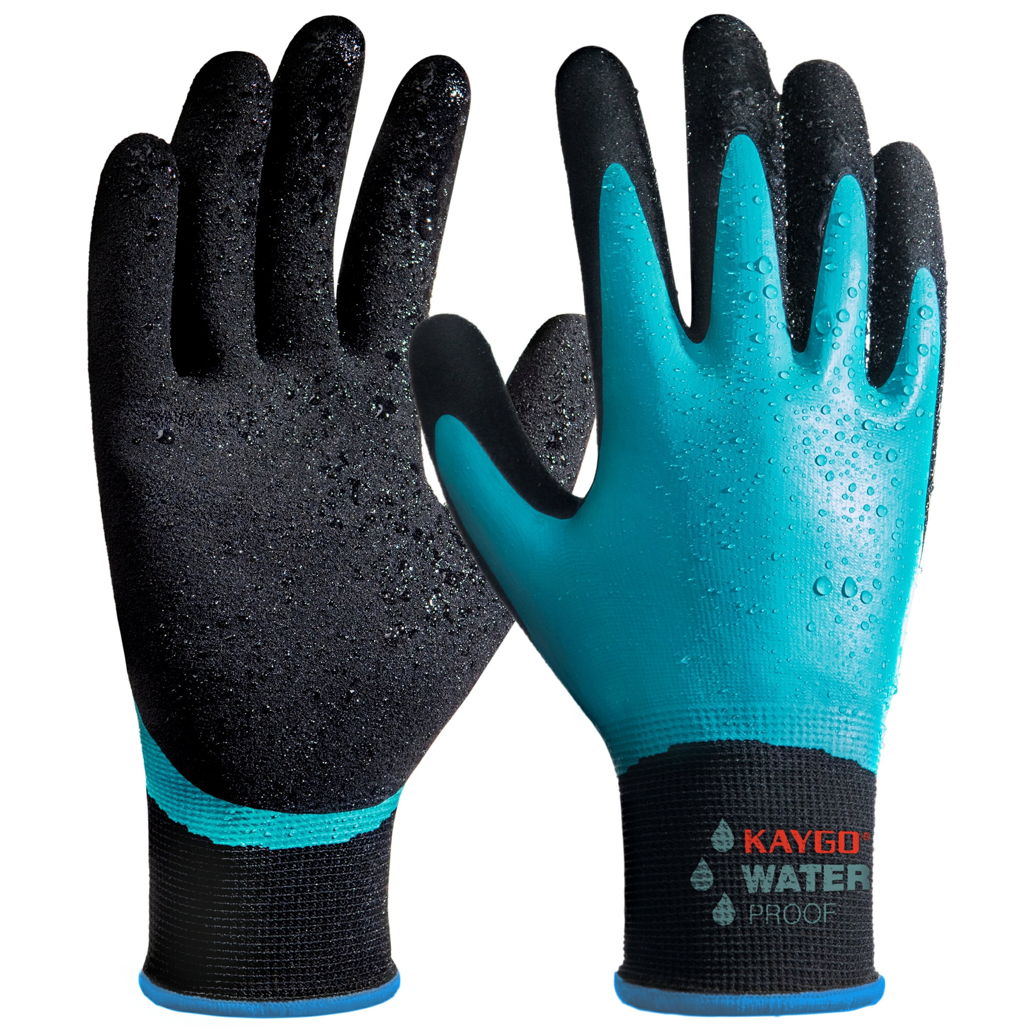 KAYGO Waterproof Work Gloves for Men and Women, Rubber Coated Non-slip ...
