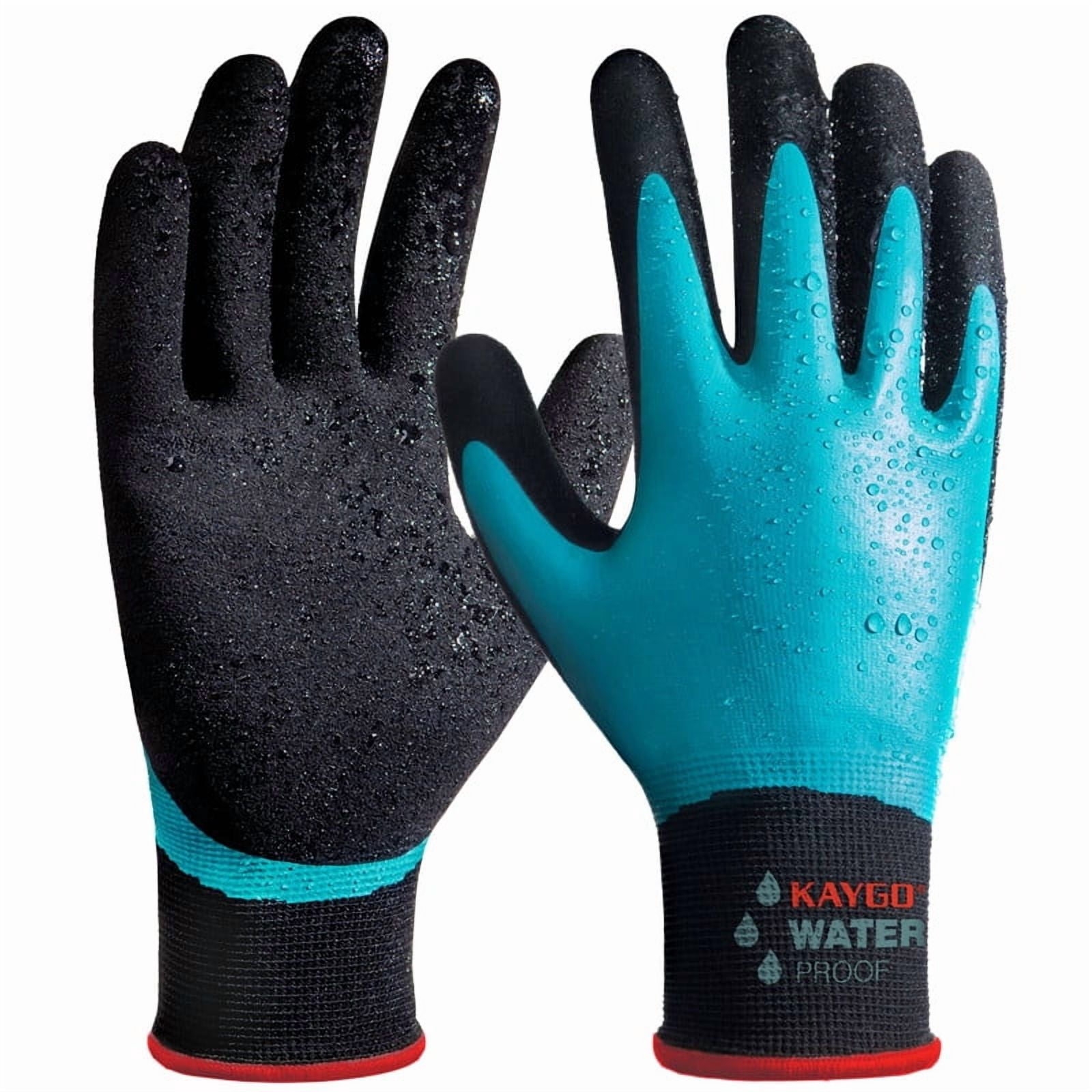 KAYGO Waterproof Work Gloves for Men and Women, Rubber Coated Non-slip ...