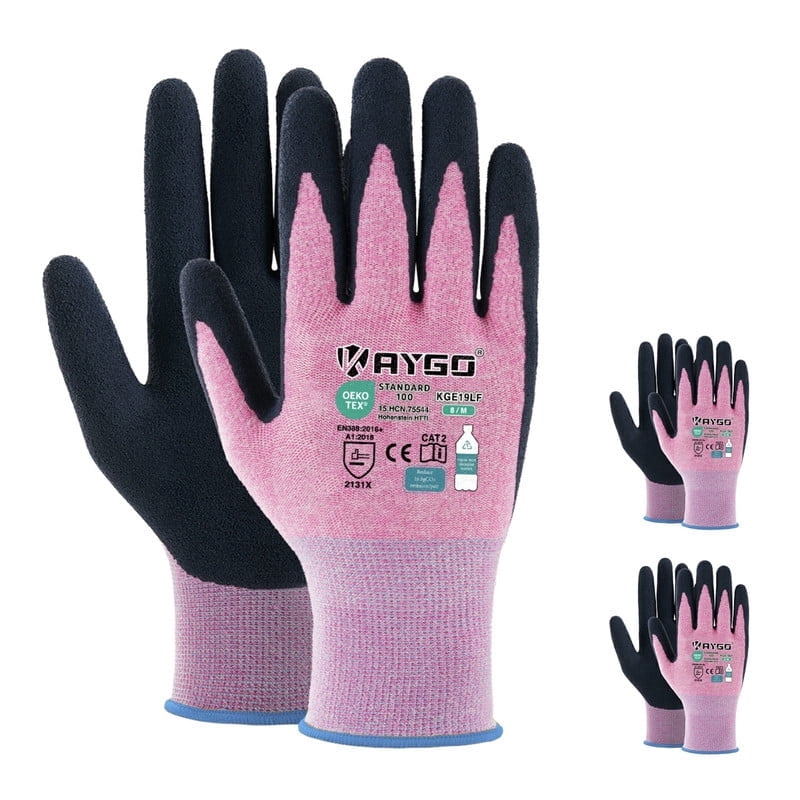 KAYGO Work Gloves for Women, 3 Pairs, Eco Friendly Safety Work Gloves ...