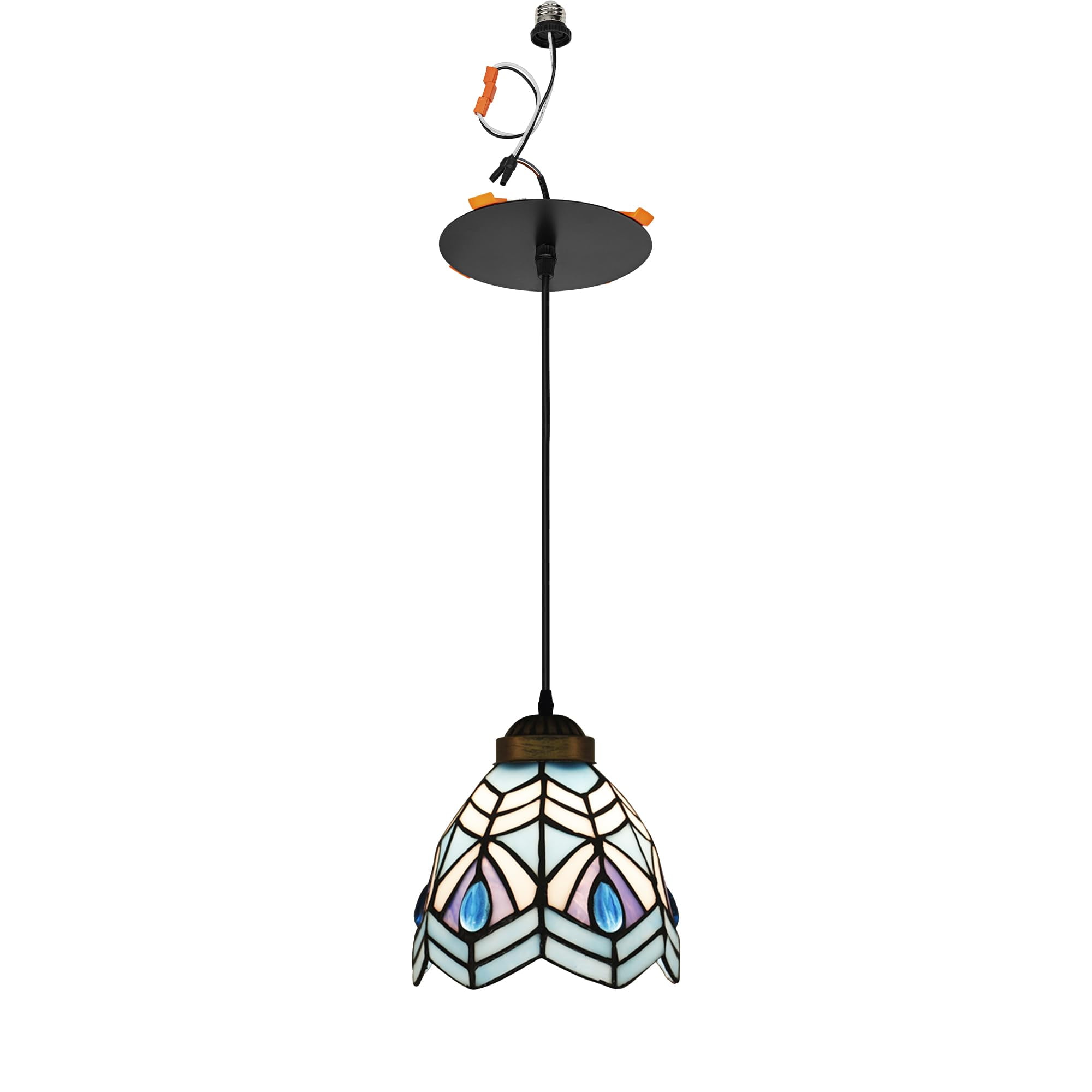 KAYYELAMP 1 Light Handmade Blue Glass Shade Recessed Light Conversion ...