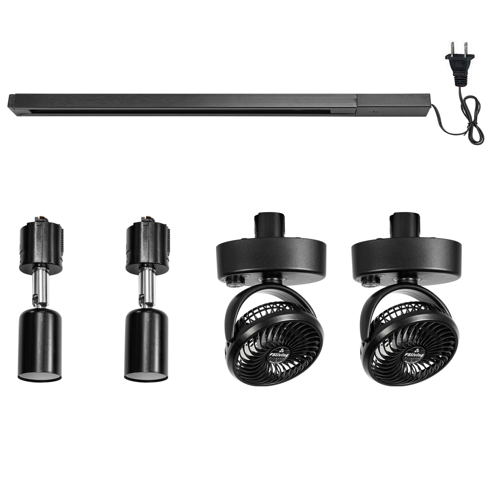 KAYYELAMP 1 Track Rail, 2 Track Lights No Bulb, 2 Adjustable Wind Speed ...