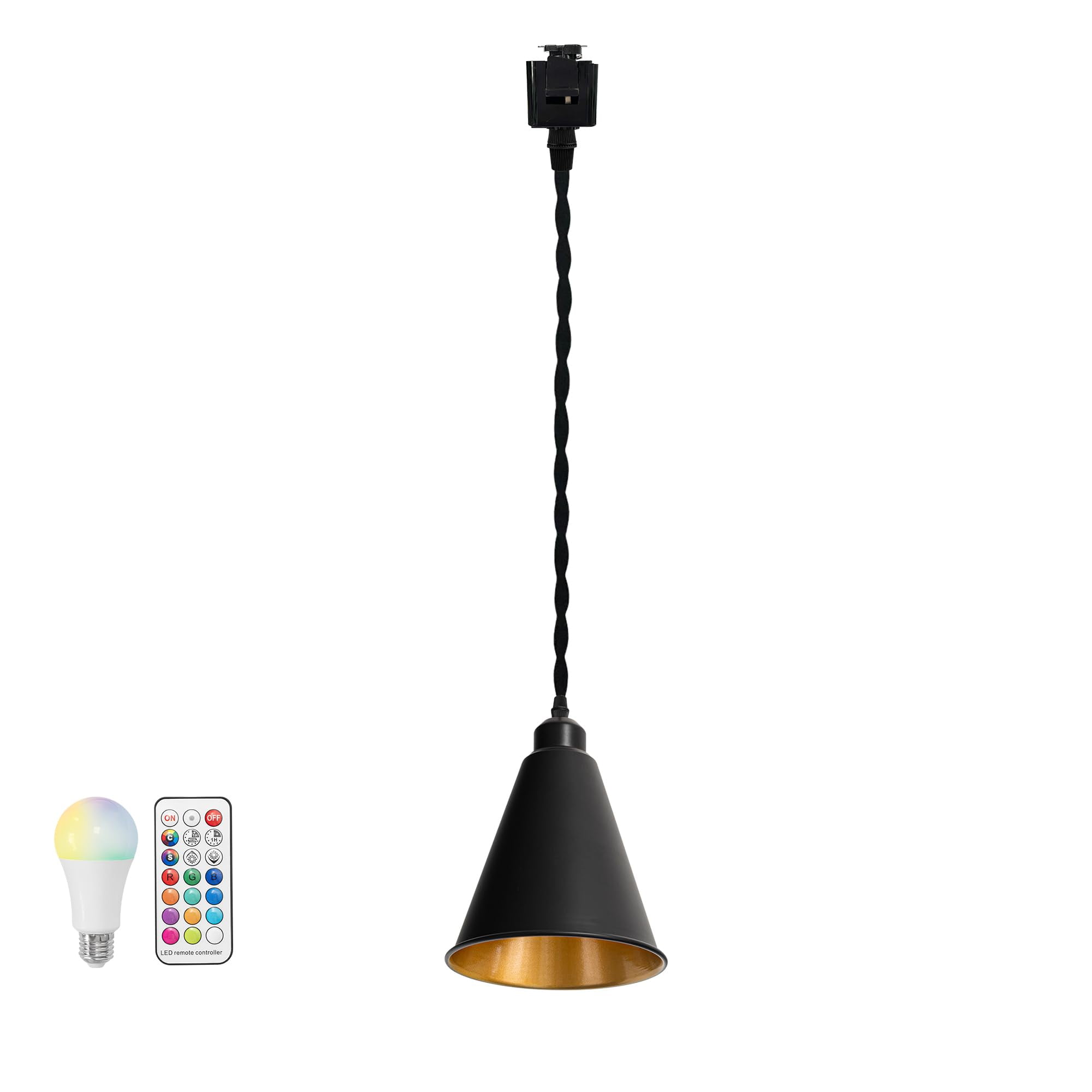 KAYYELAMP 11.8 Inches Black Twisted Cord Track Hanging Light J-Type ...