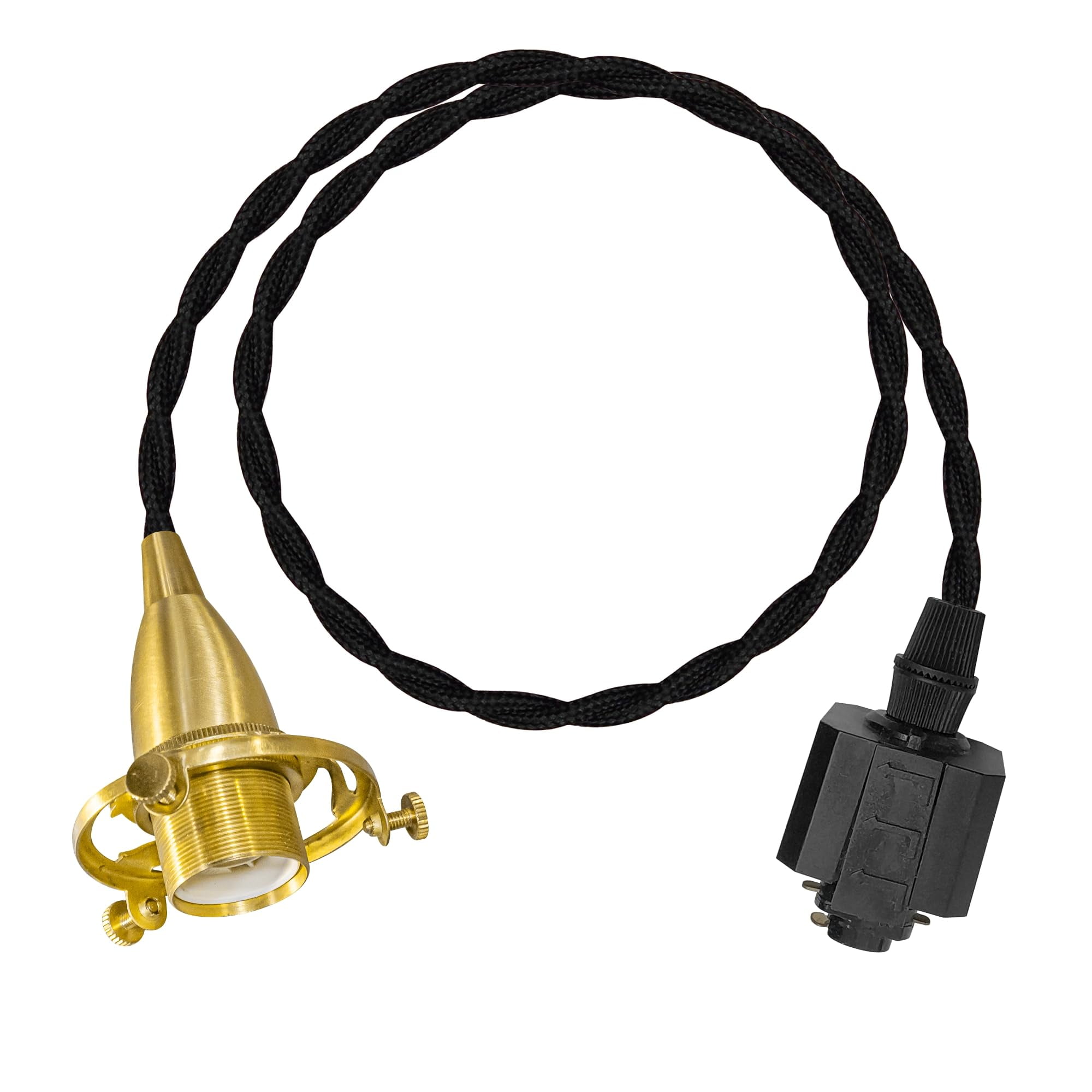 KAYYELAMP 11.8 inches Black Twisted Cord Brass E12 Base H-Type Track Light Vintage Design for ...