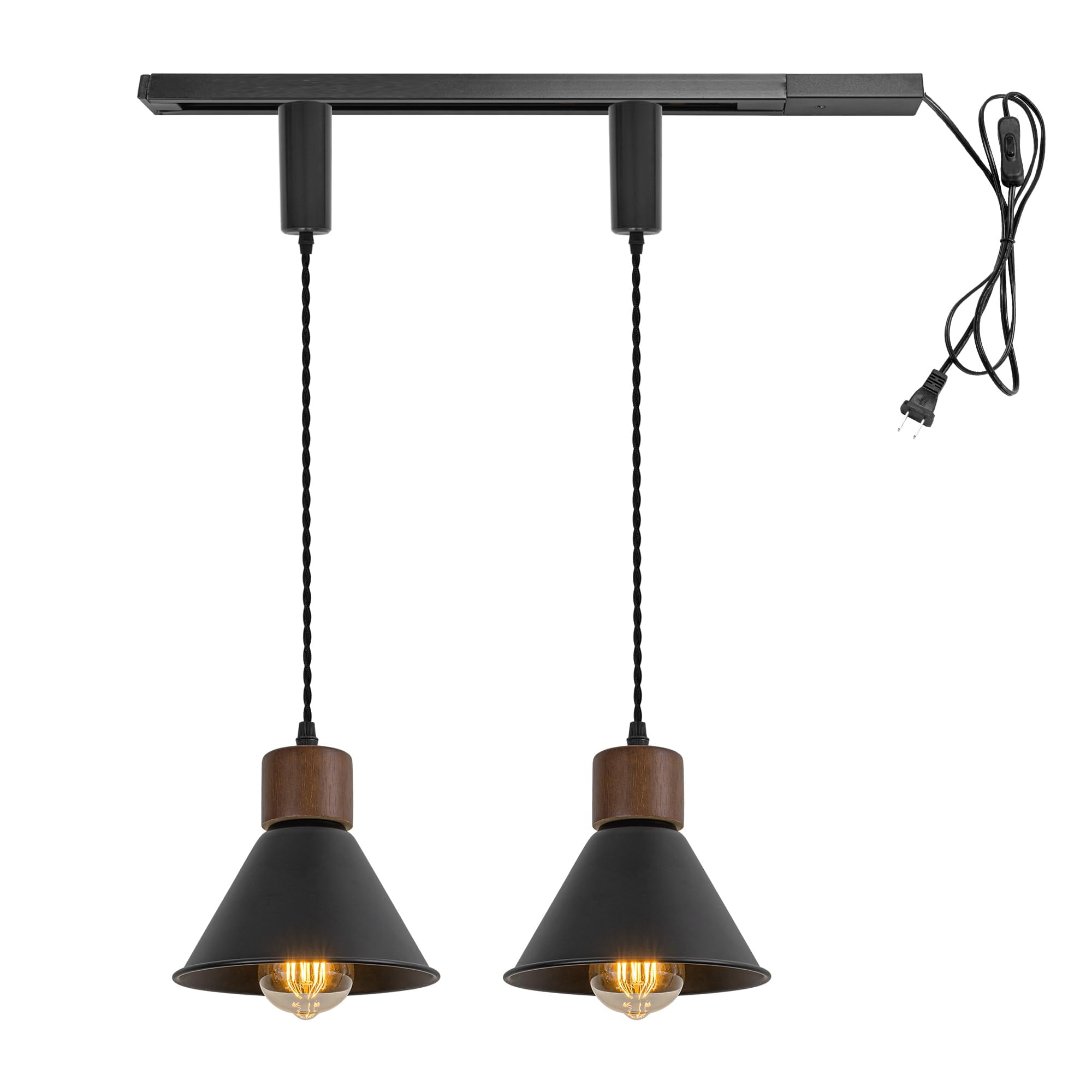 KAYYELAMP 1x Plug in Cable Track Rail, 2X Adjustable Cord Black Track ...