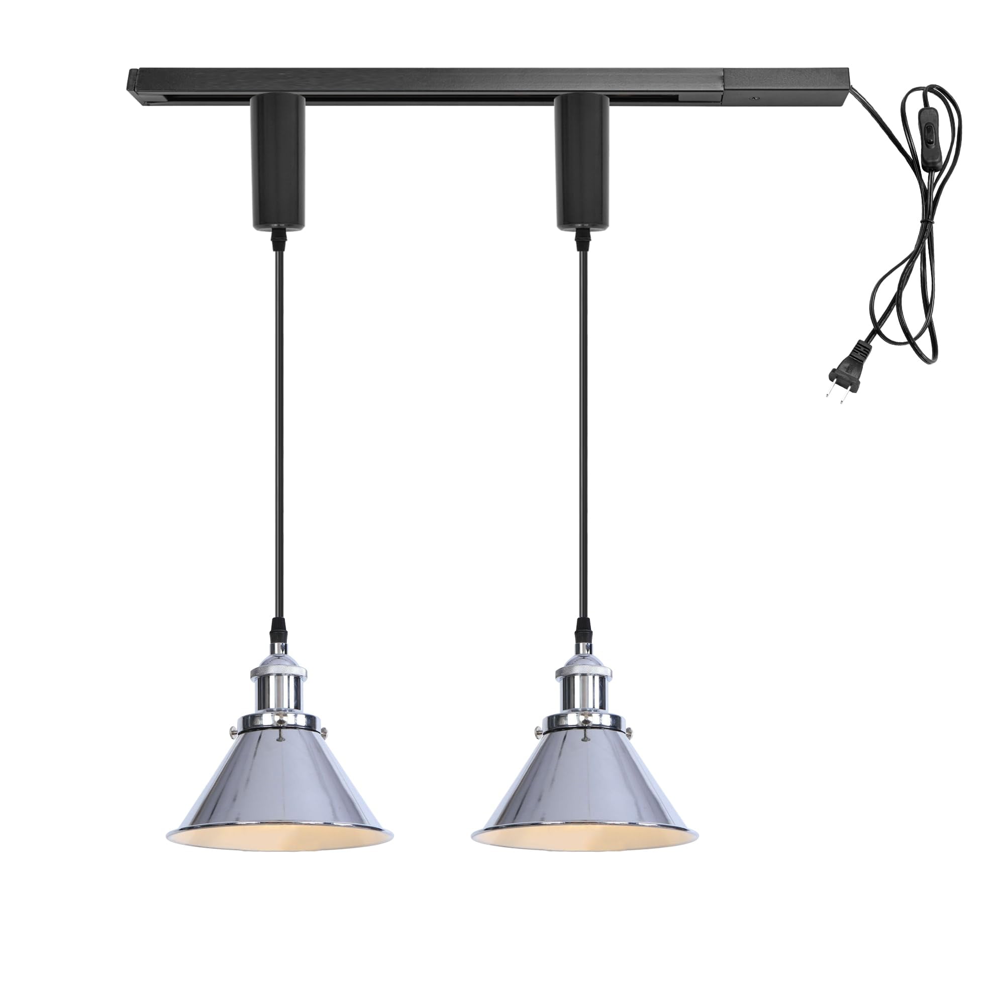 KAYYELAMP 1x Plug in Cable Track Rail, 2X Adjustable Cord Silver Track ...