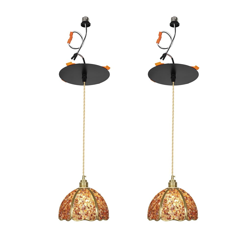 KAYYELAMP 2-Pack Modern Handmade Red Crystal Recessed Retrofit Pendant ...