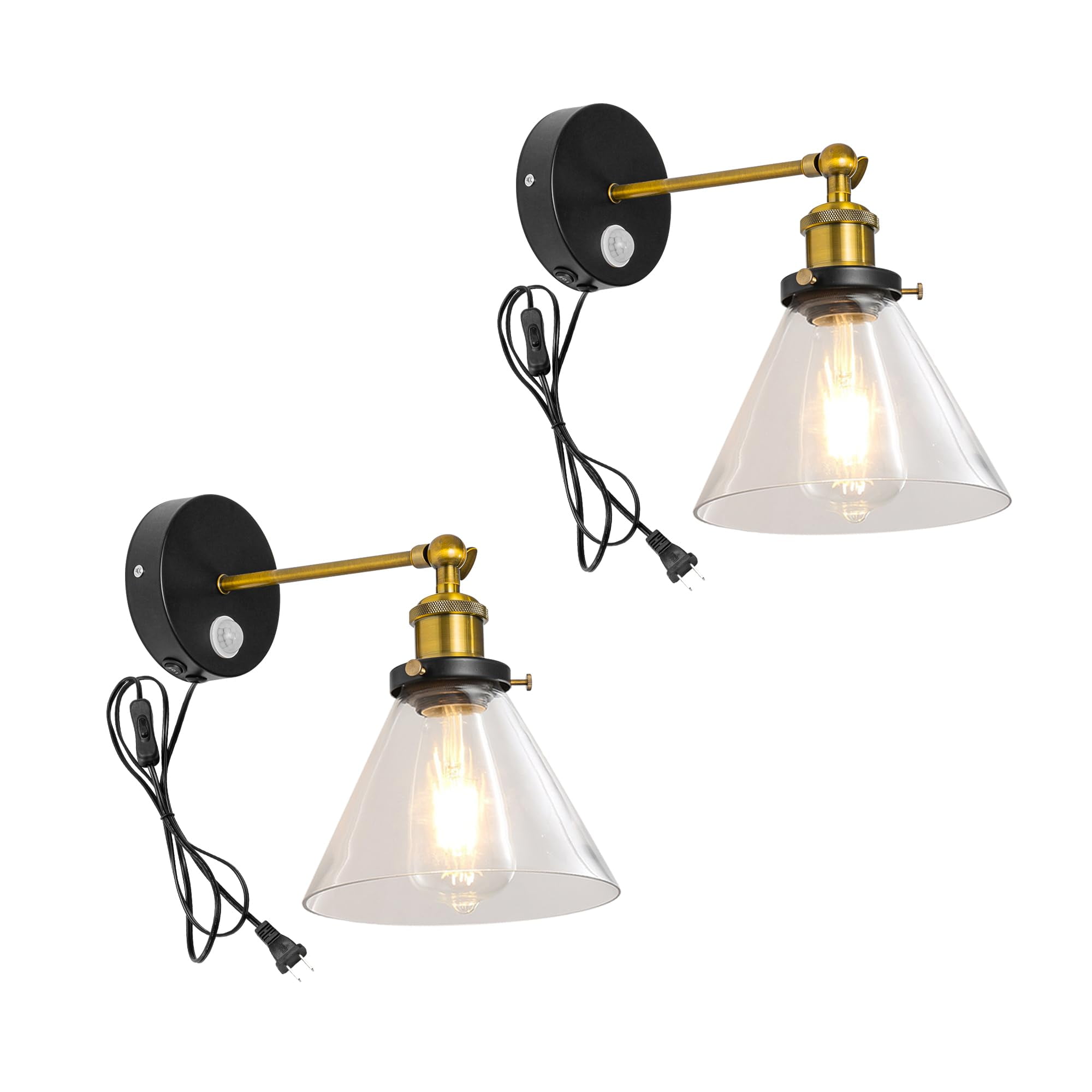 KAYYELAMP 2 Pcs Motion Sensor Light Adjustable Angle 5.9 Feet Plug in ...