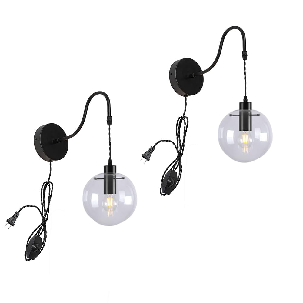 KAYYELAMP 2Pcs Corded Adjustable Gooseneck Wall Sconce 9.8Ft Dimmer ...