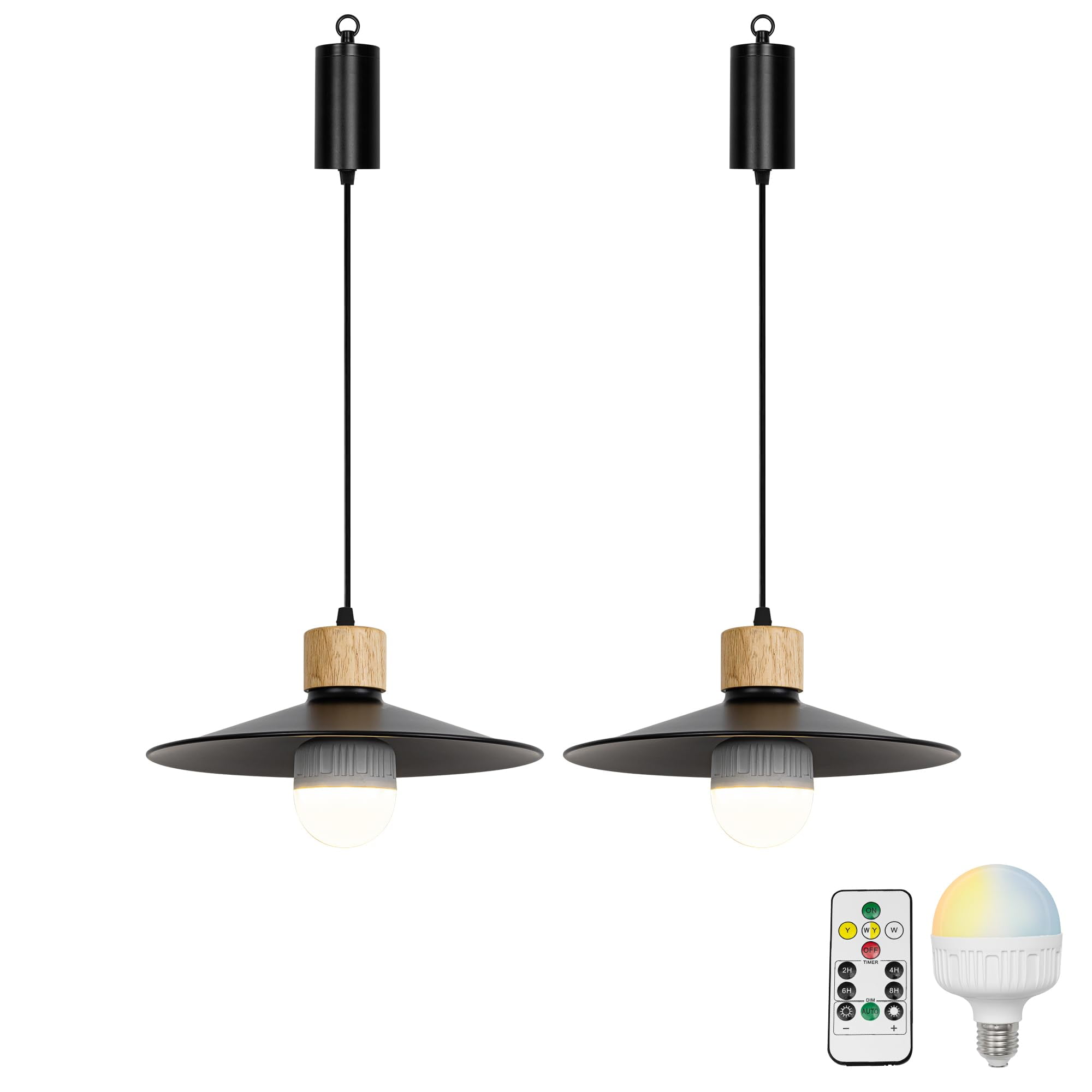 KAYYELAMP 2Pcs Rechargeable Battery Adjusted Height Hanging Light ...